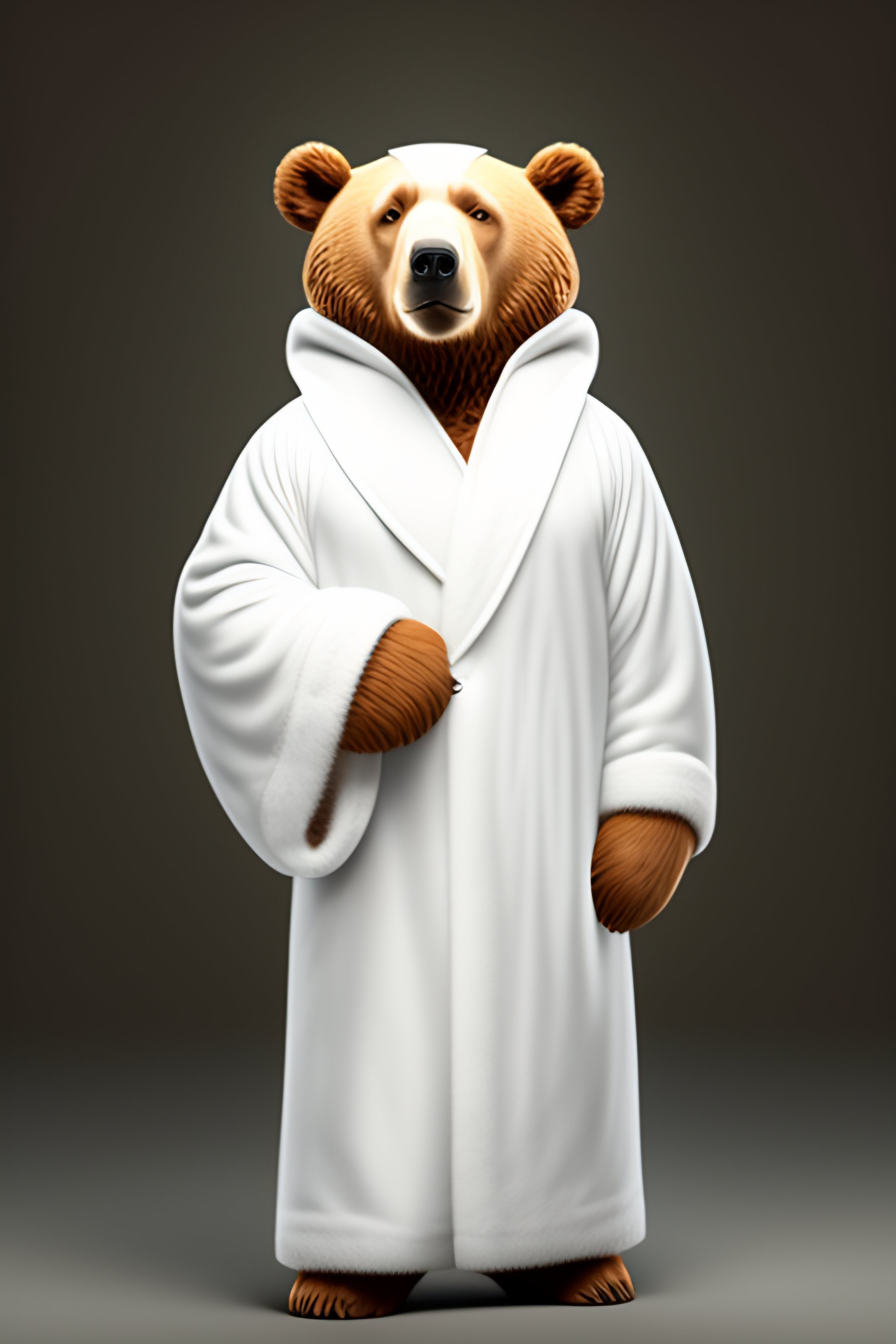 Lexica - An anthropomorphic bear in a white robe suit