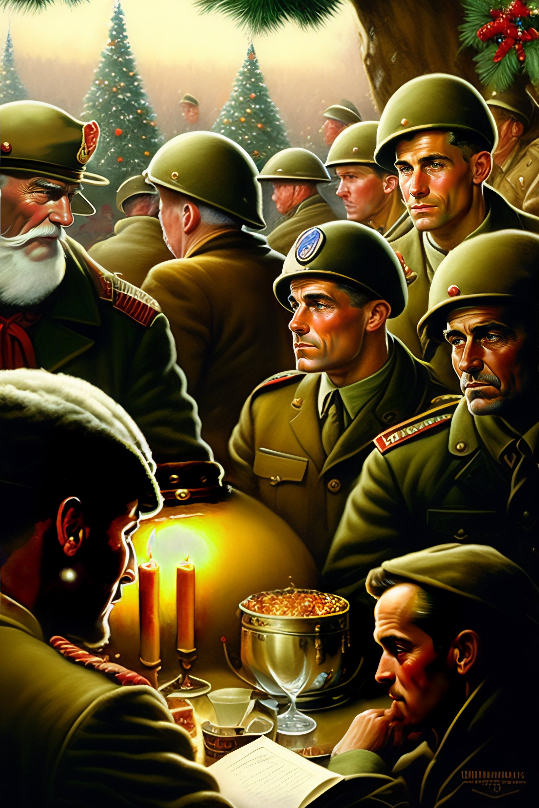 Lexica - Wwii us soldiers celebrating chritmas day, with trhee old wise ...