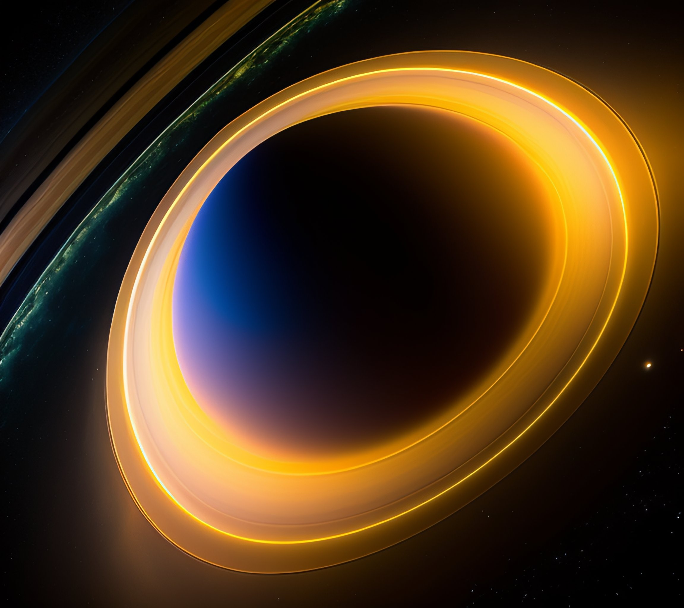 Lexica - A NASA photograph of Saturn with blue luminous rings
