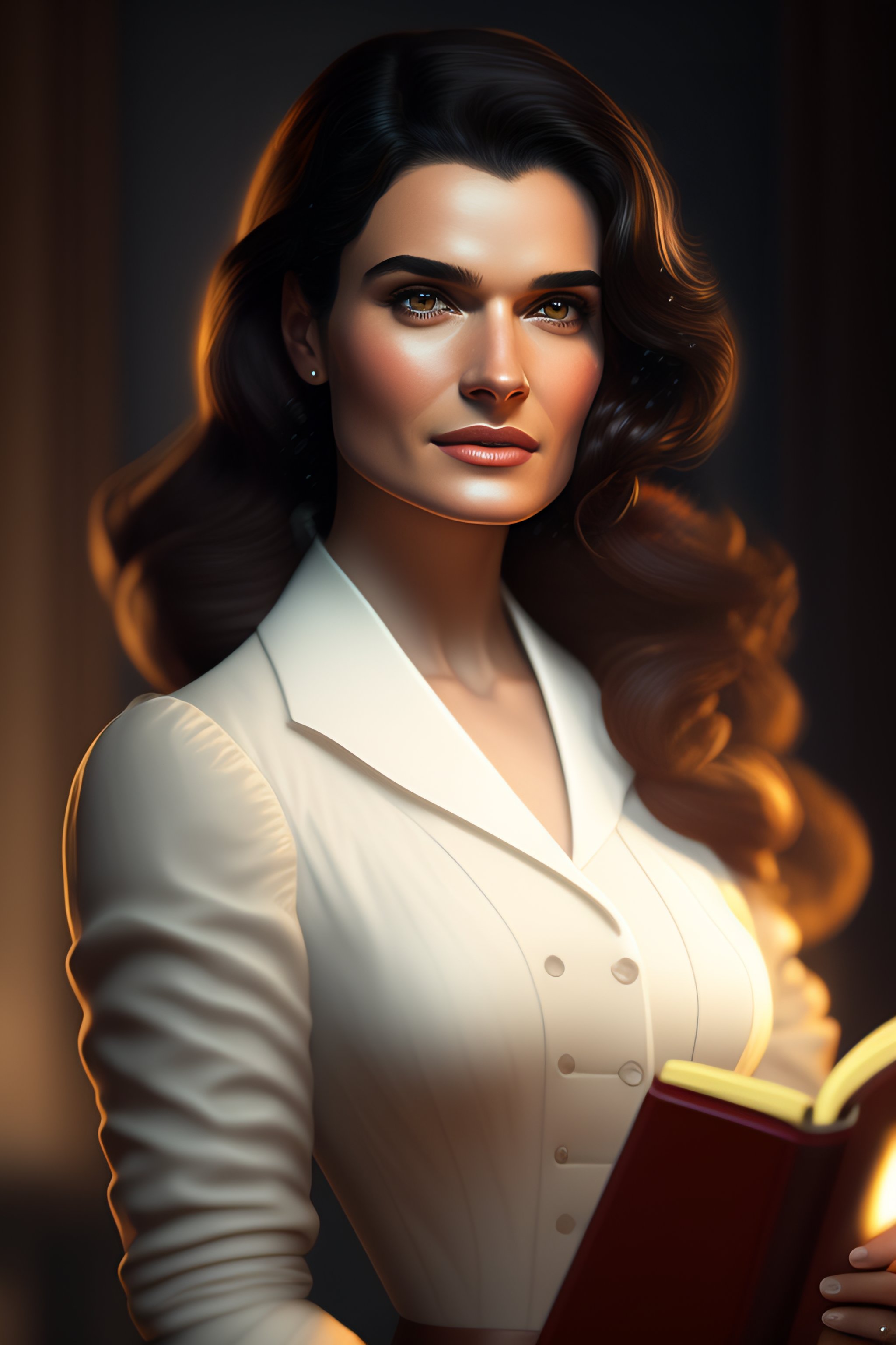 Lexica - Professional portrait of young female reporter with a notebook ...