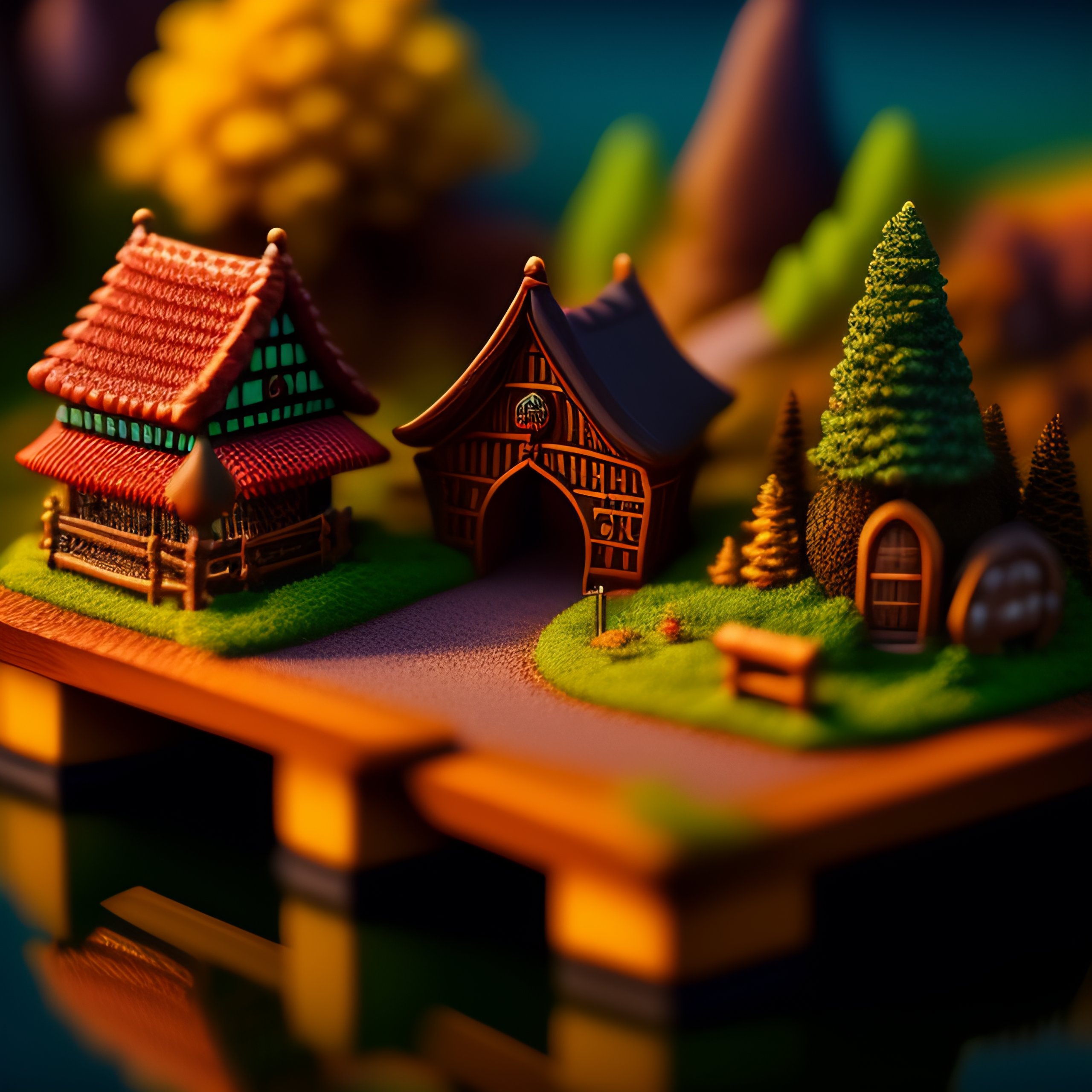 Lexica - Close up macro shot of a miniature fantasy village, isometric ...