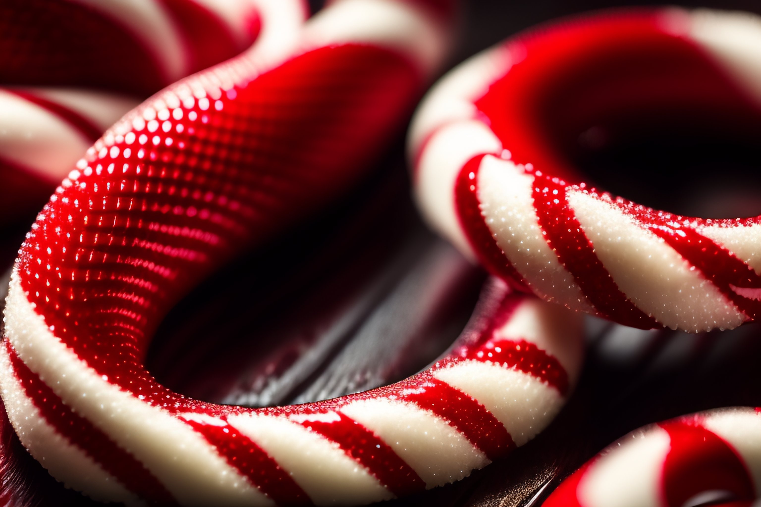 Lexica - Closeup of peppermint candy canes side by side, intricate ...