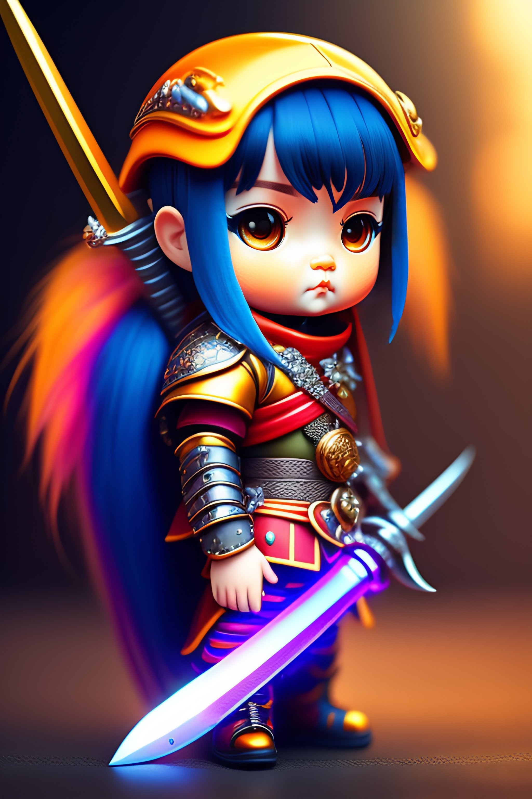 Lexica - Pocket cute warrior baby with sword, cyberpunk, kwaii, anime ...