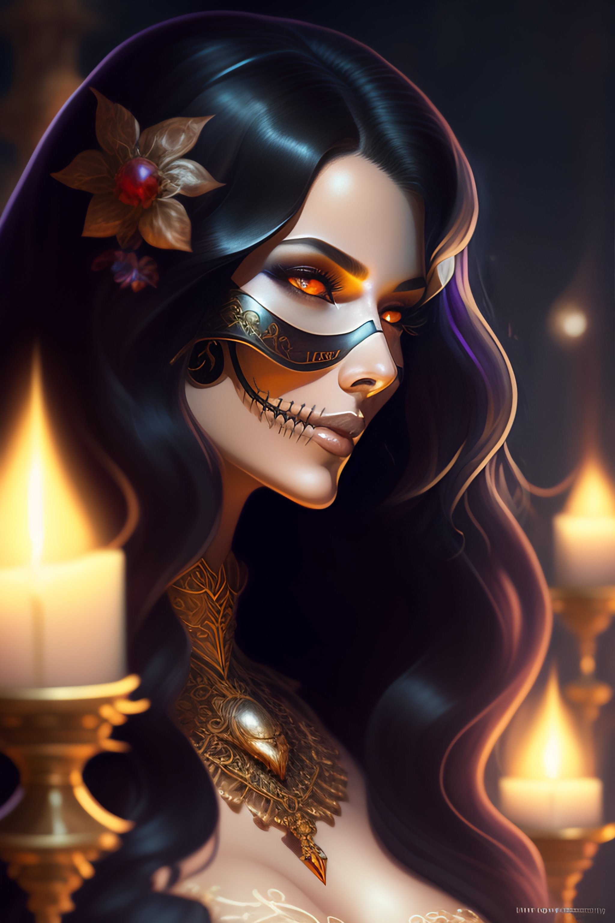 Lexica - Fantasy necromancer with skull face natural light, skeletons ...