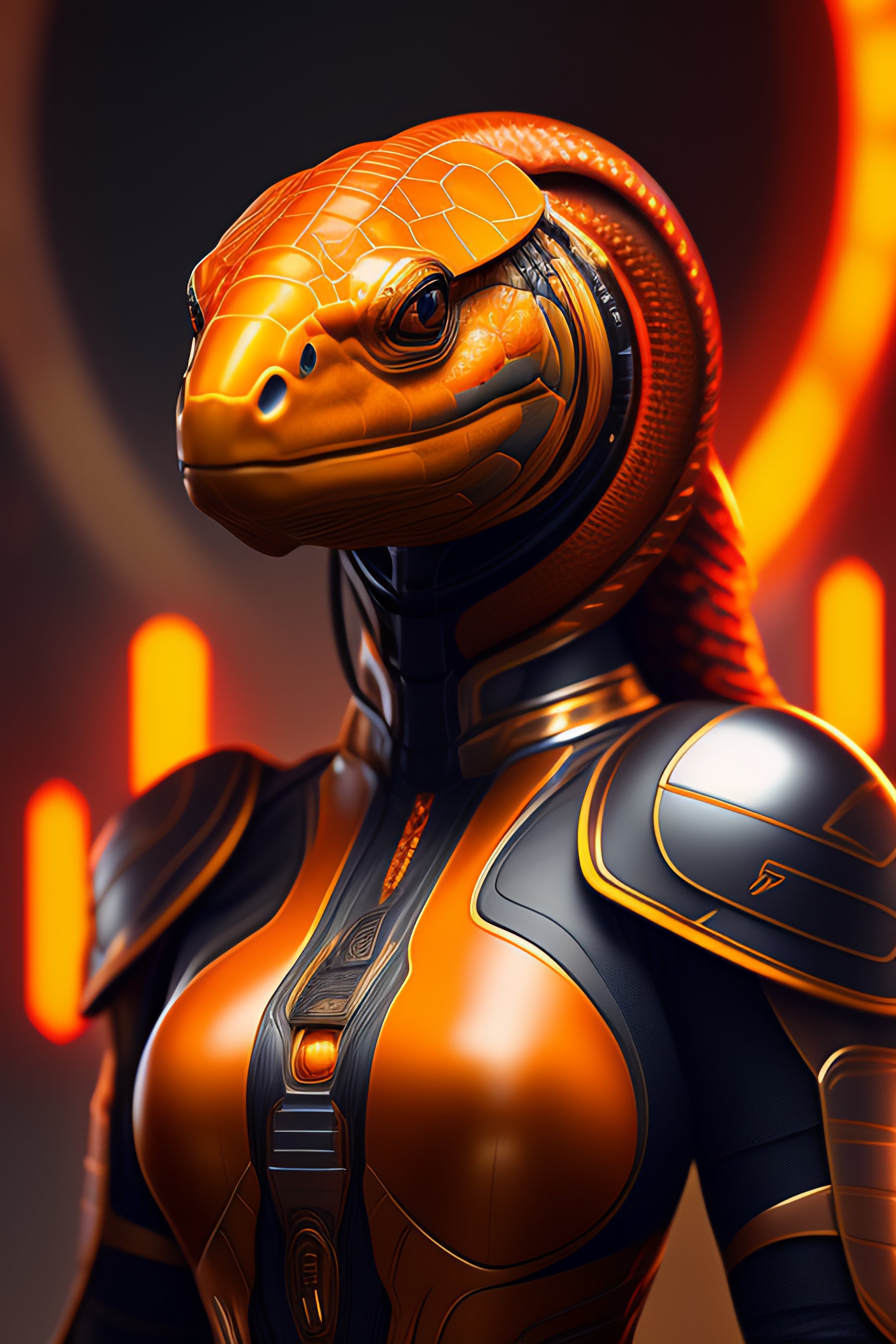 Lexica - Portrait of a cybernetic orange snake a spiritual full body ...