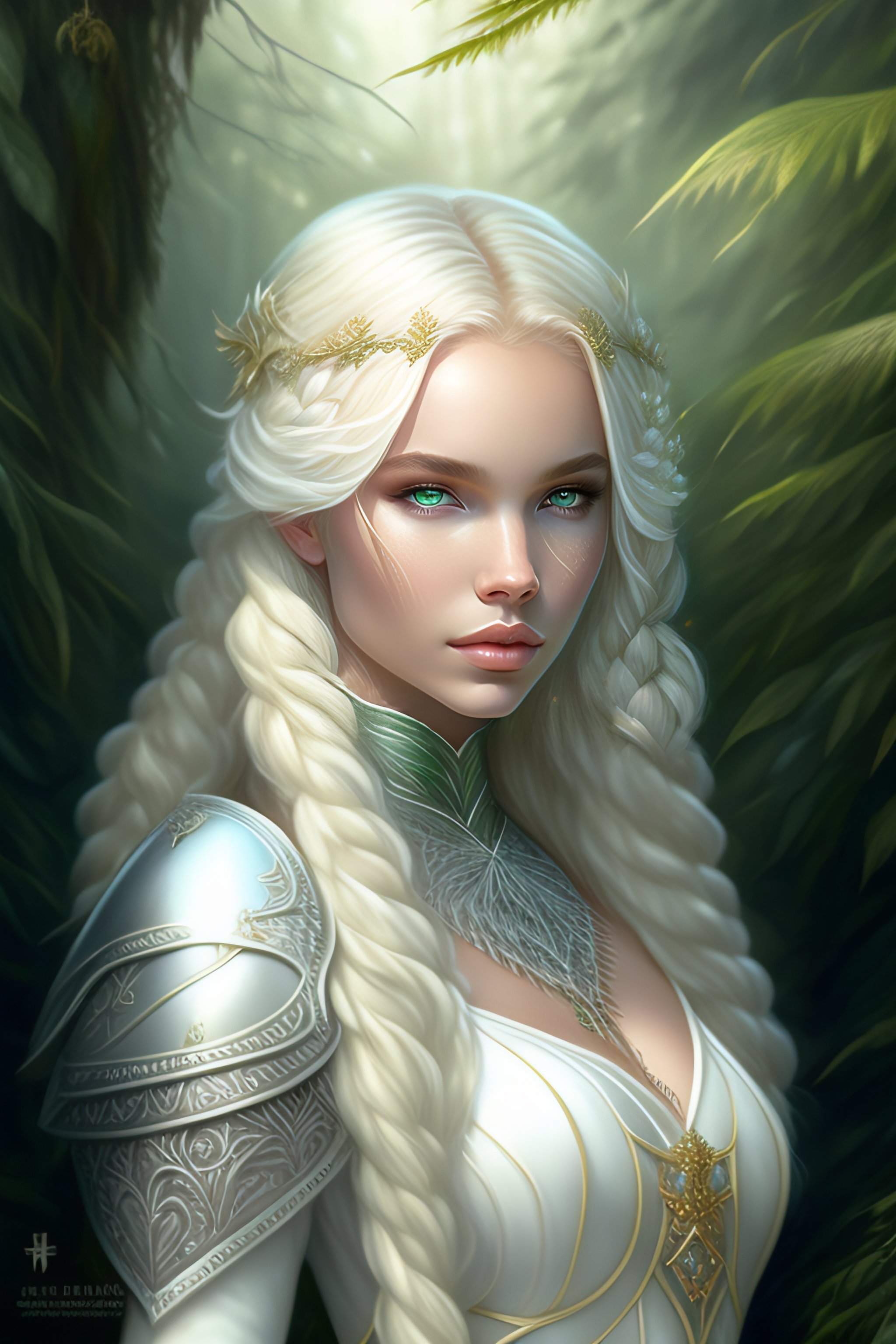 Lexica - Gothic white-mage blonde braided hair dove cameron wearing ...