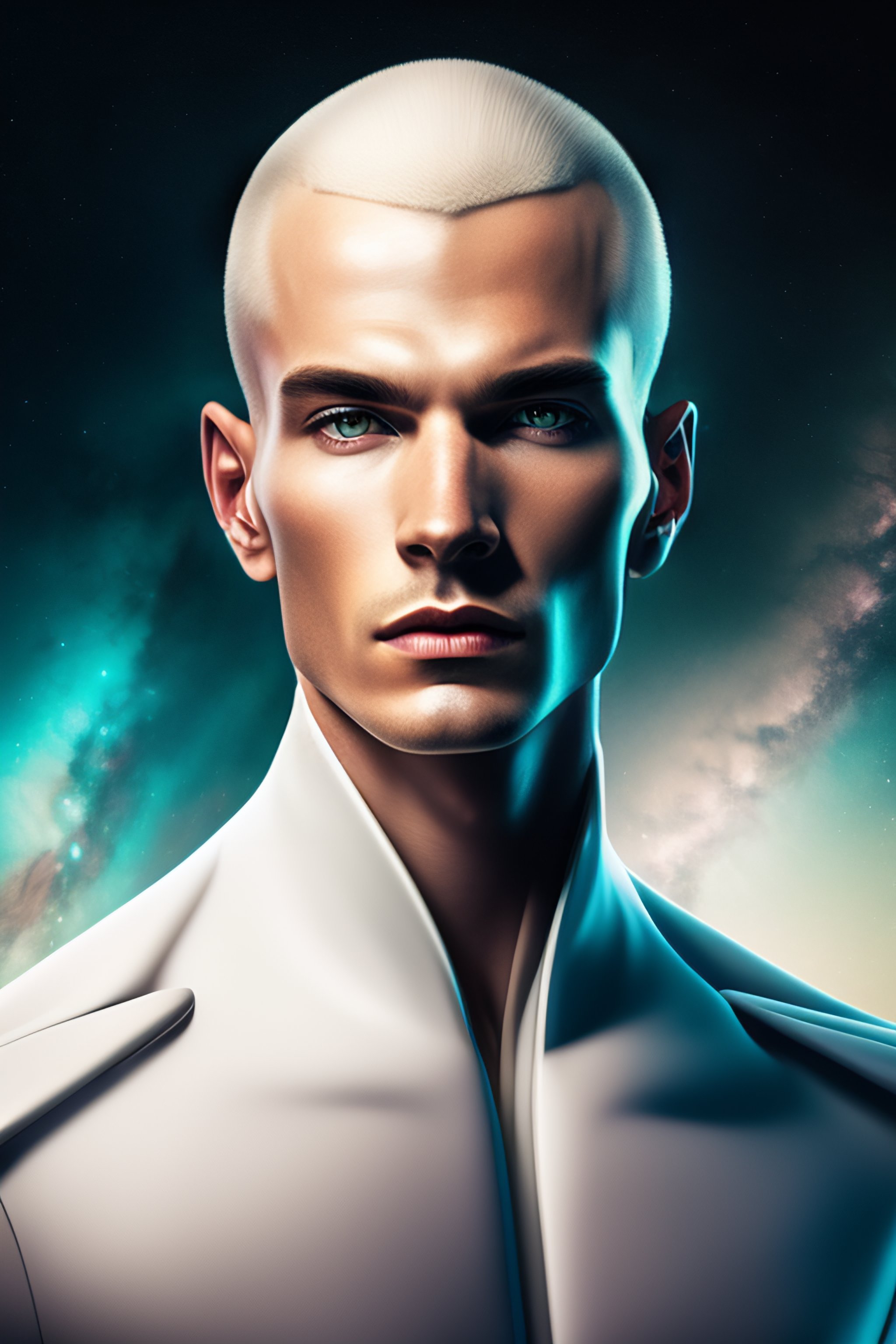 Lexica - Hyperdetailed portrait of a male white alien in a foreign galaxy