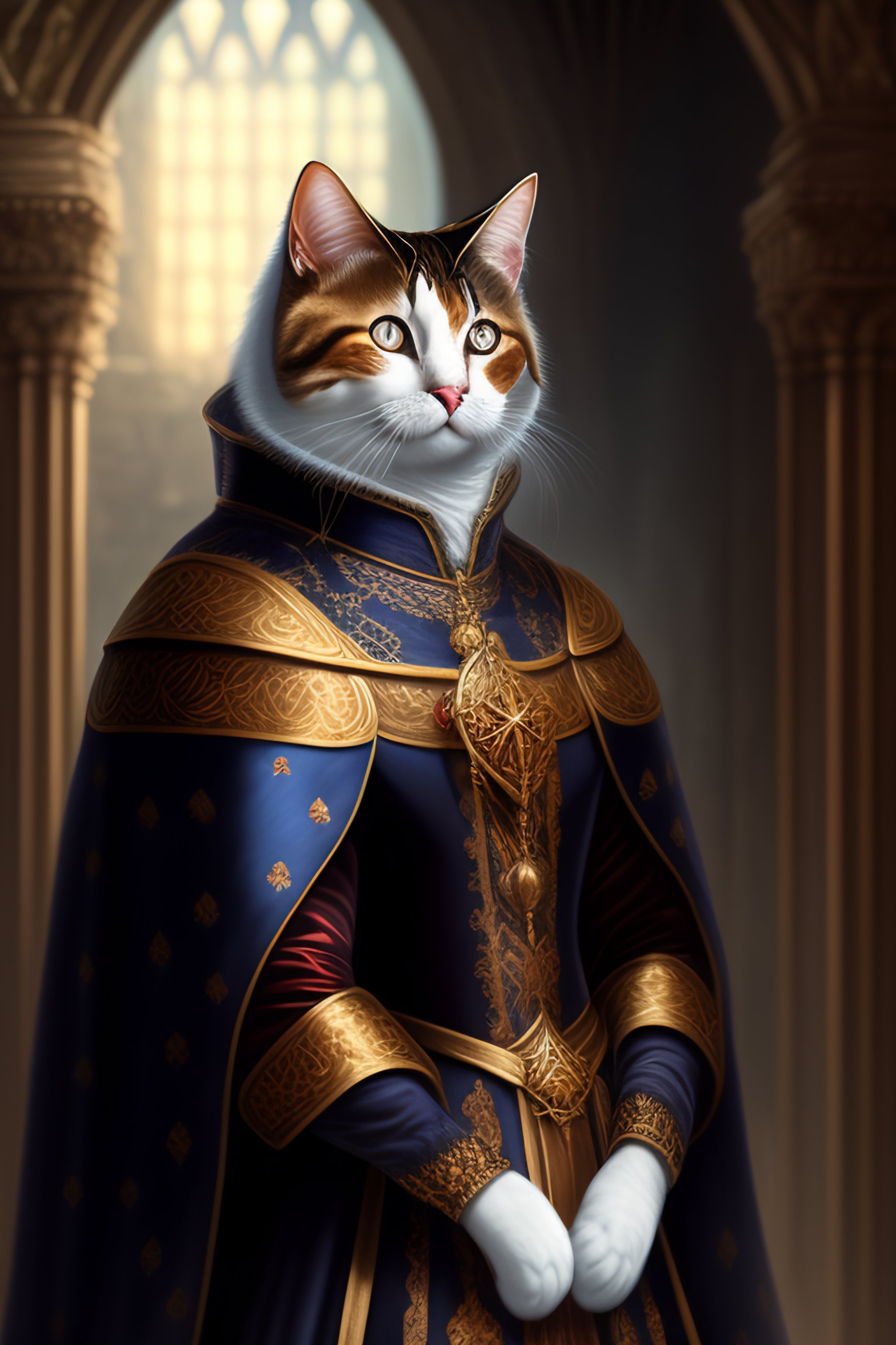 Lexica - Portrait of a cat-cleric in an gothic castle