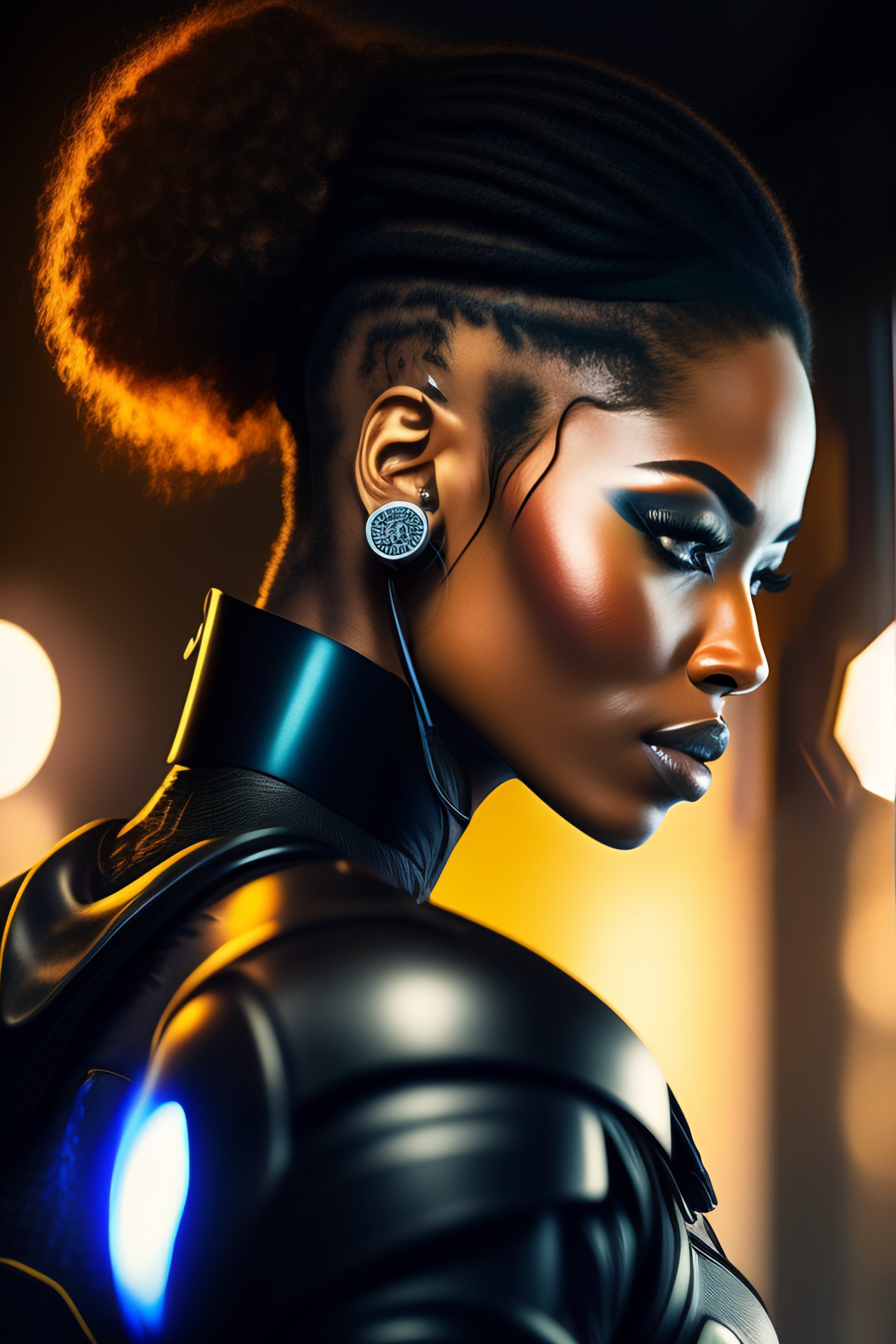 Lexica - Cyborg with computer, a character side portrait, realistic ...