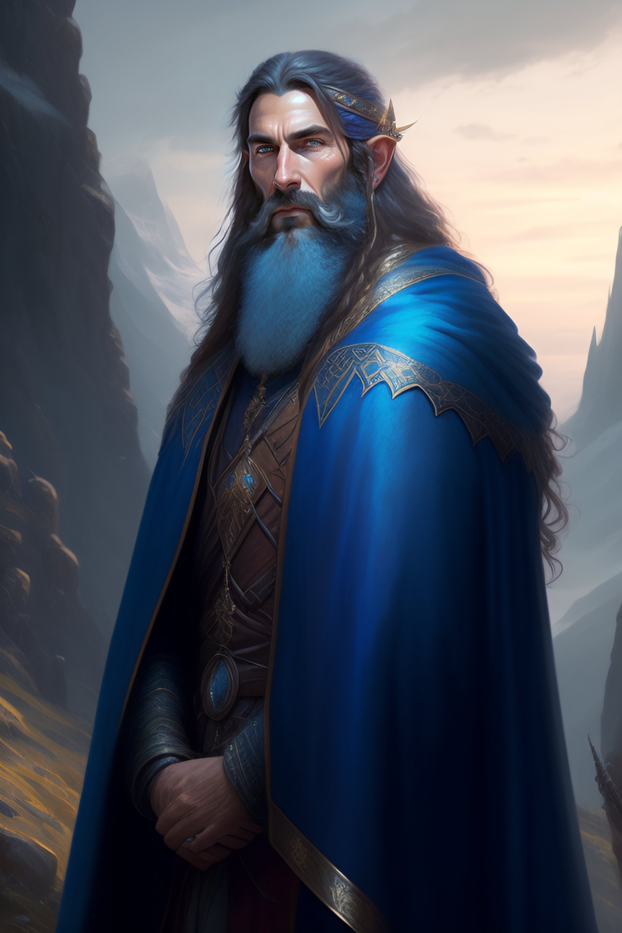 Lexica - Portrait of a middle aged elf with a long beard, dressed in a ...