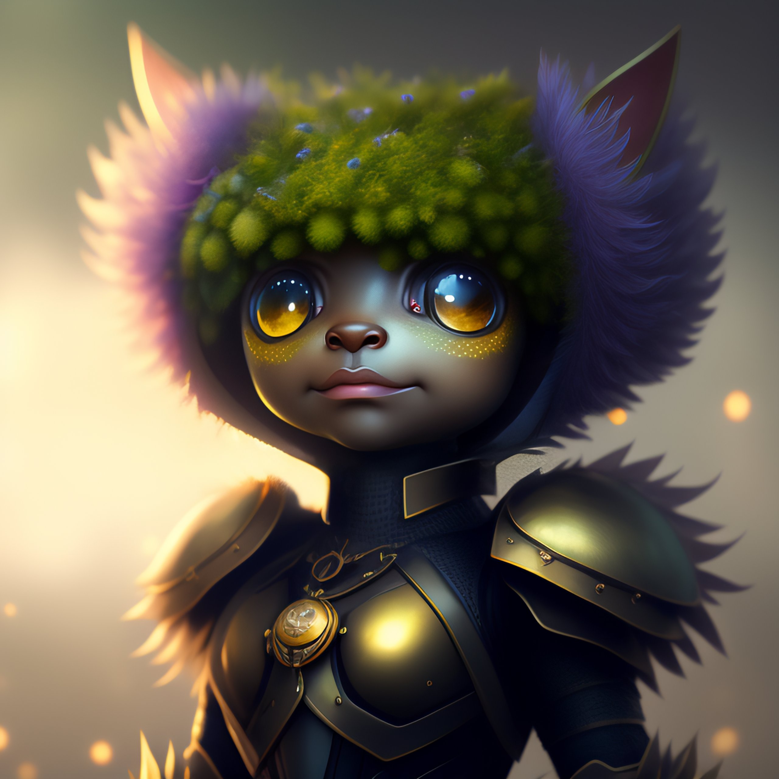 Lexica - A humanoid figure dandelion moss plant monster thistle armour ...