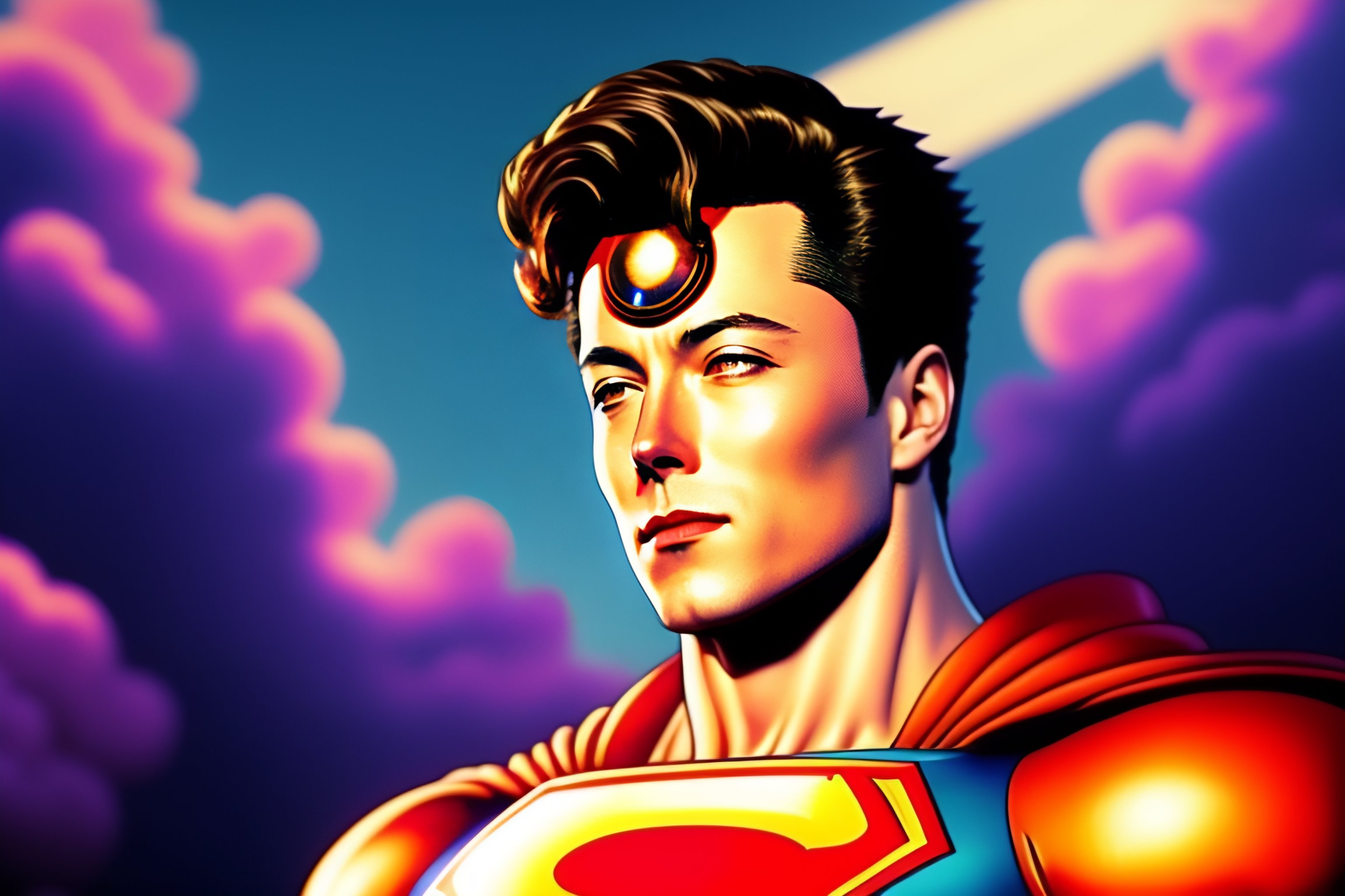 Lexica - Vintage 90's anime style,retro.anime elon musk as superman ,in ...