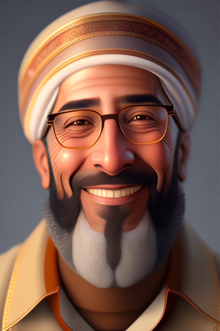 Lexica - An image of a Muslim uncle with a friendly and kind expression ...