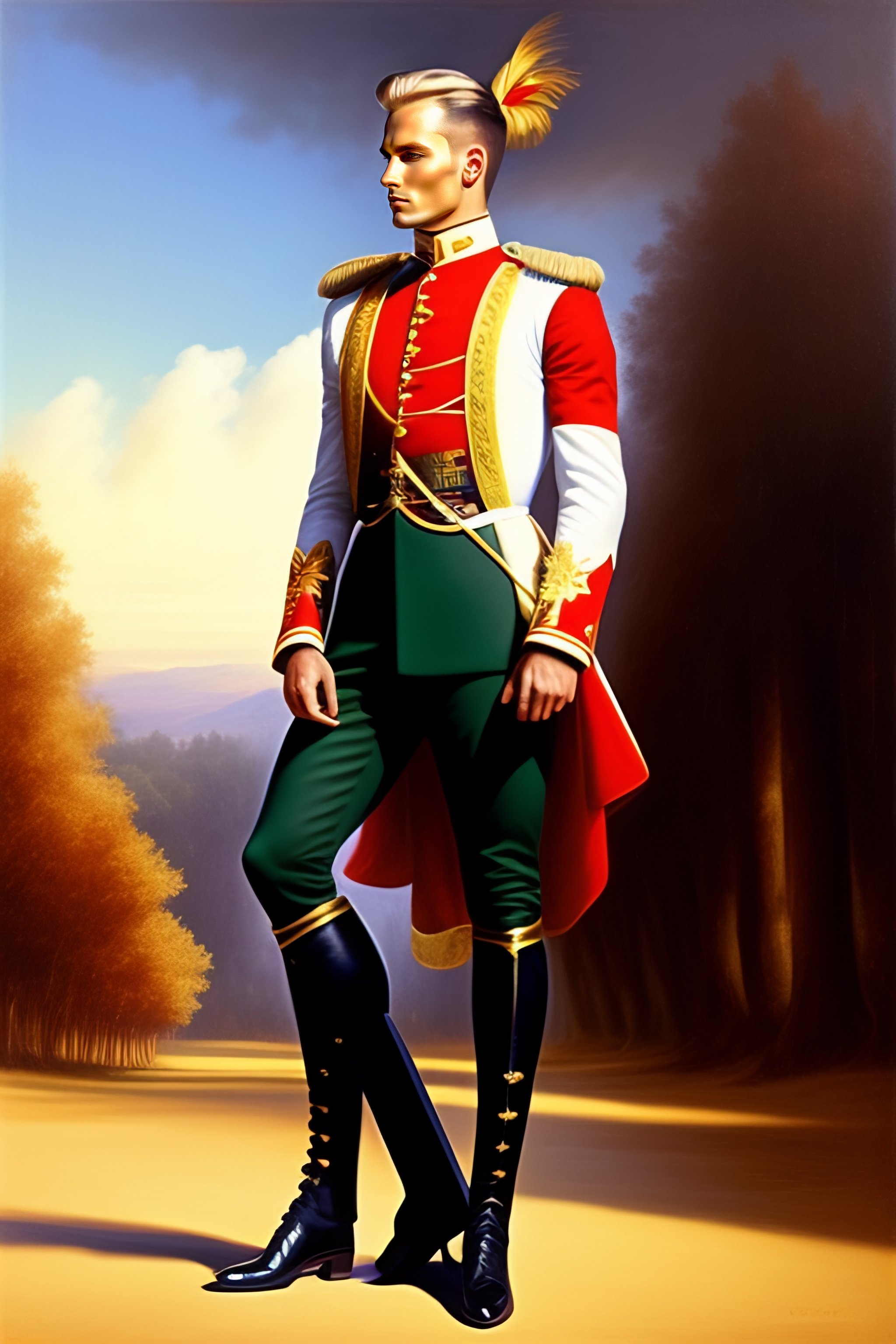 Lexica - A young blonde woman in trousers and a hussar uniform and ...