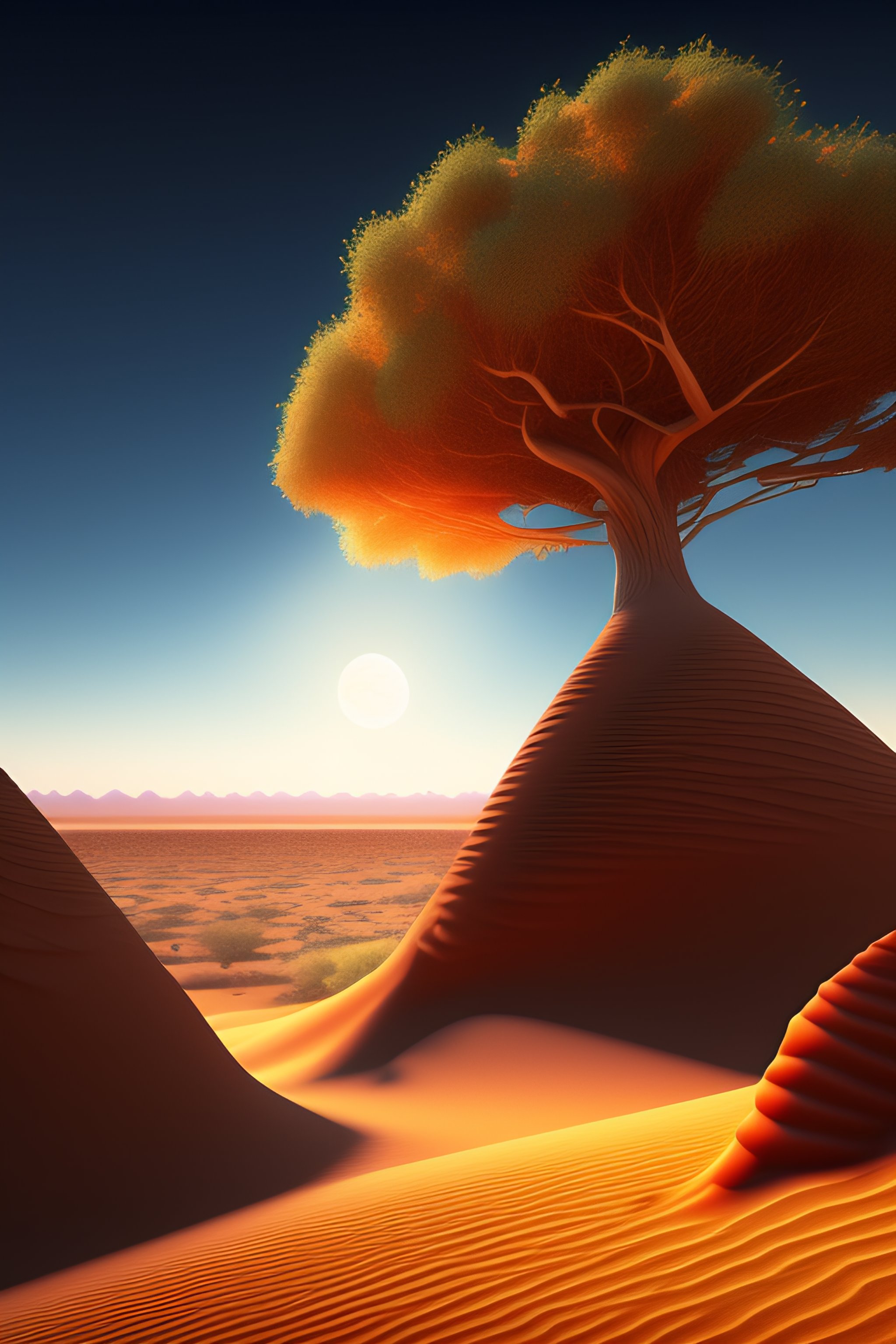 Lexica - A realistic desert with trees highly detailed
