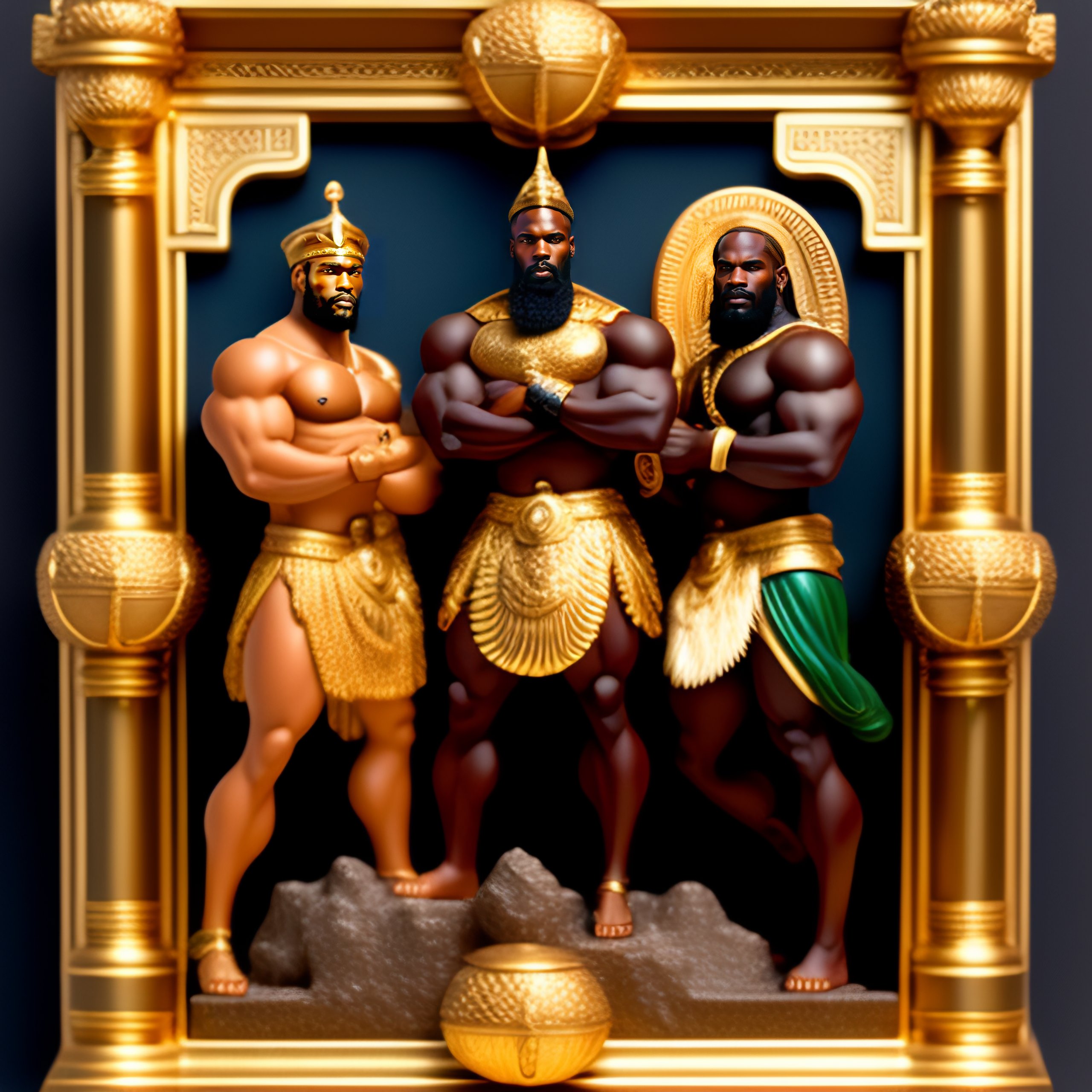 Lexica - Three muscular bearded african american men, on mount Olympus ...