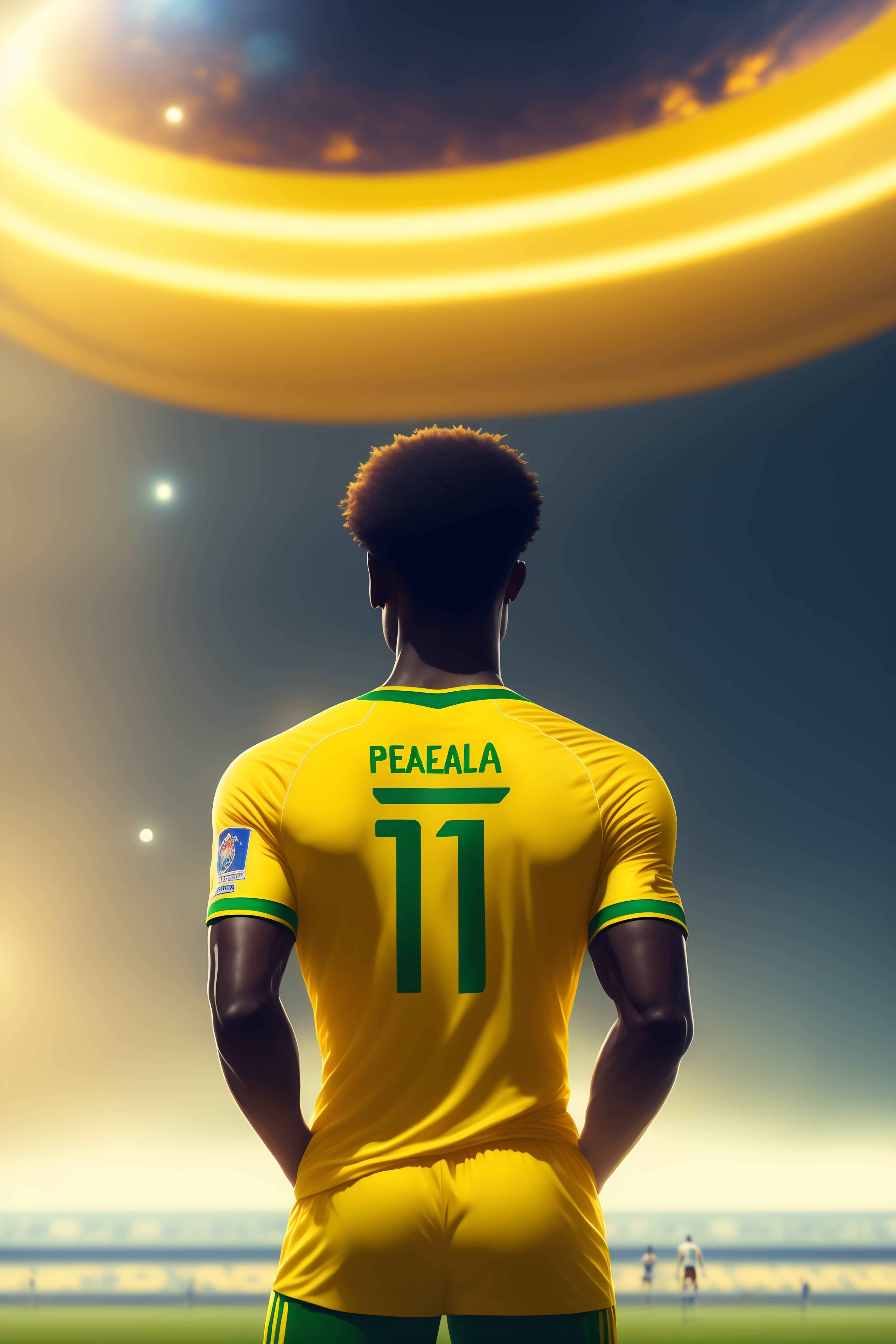 Lexica - Back of Footballer Pele wearing yellow brazil team jersey ...