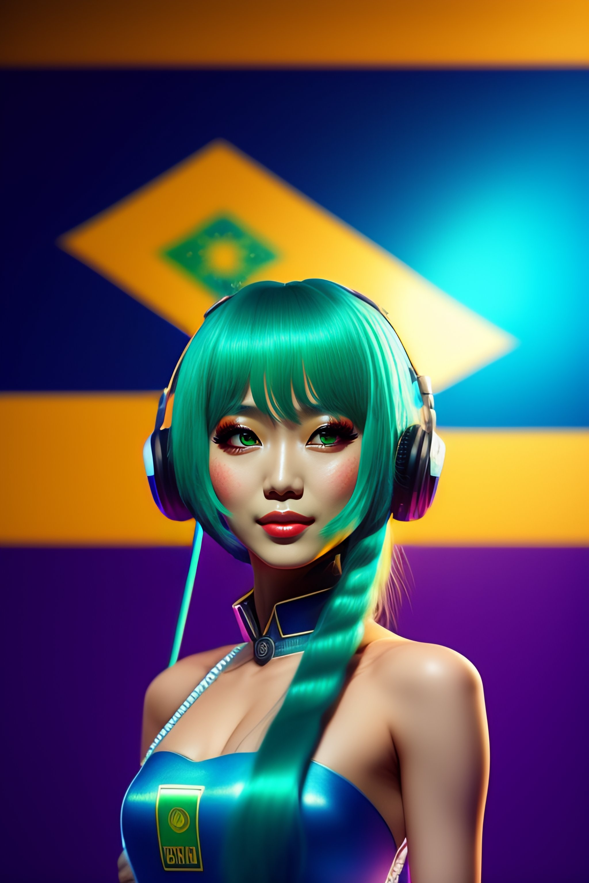 Lexica - Hatsune Miku in front of Brazil flag