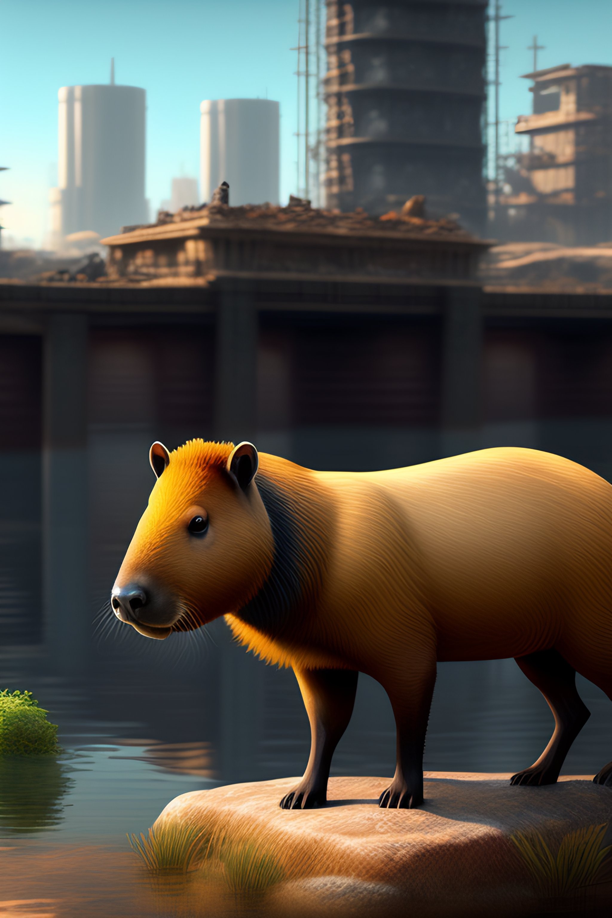 Lexica - Big capybara, post apocalypse, mutations, ruined city, highly ...
