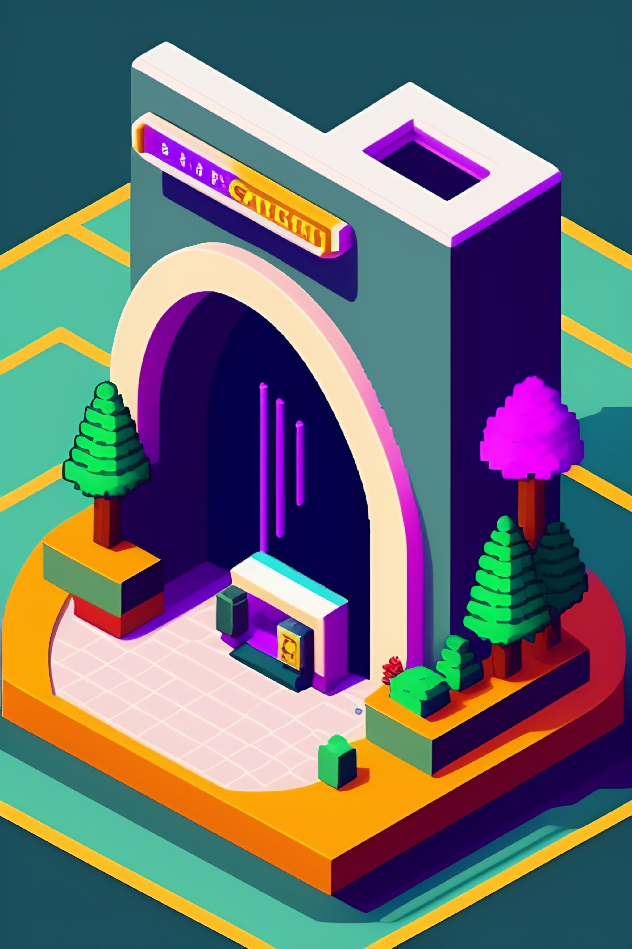 Lexica - Isometric clean pixel art image of outside of cute design studio