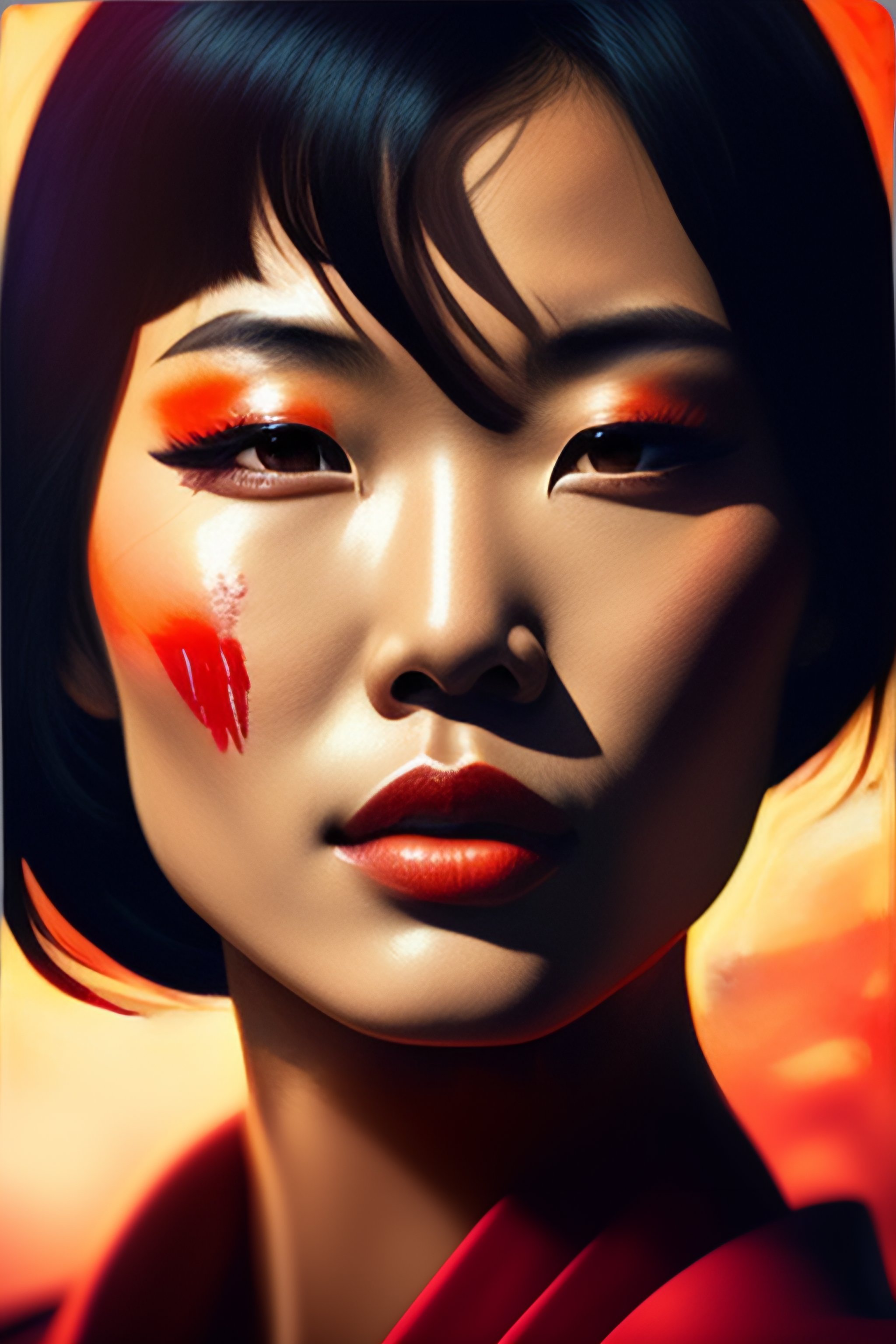 Lexica - Woman, blood in face, samurai, best quality 4k, short hair ...