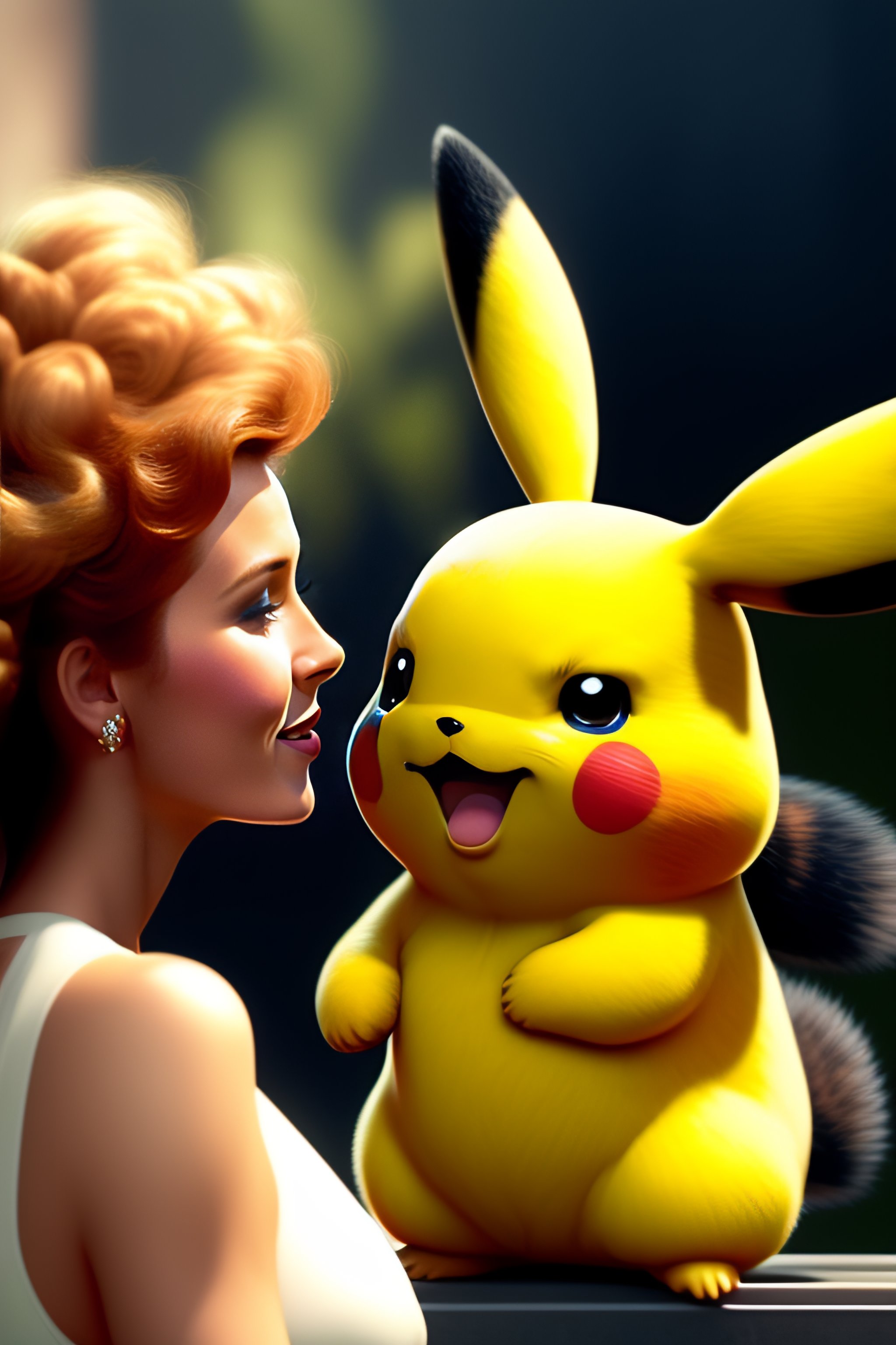 Lexica - Pikachu flirting with Misty