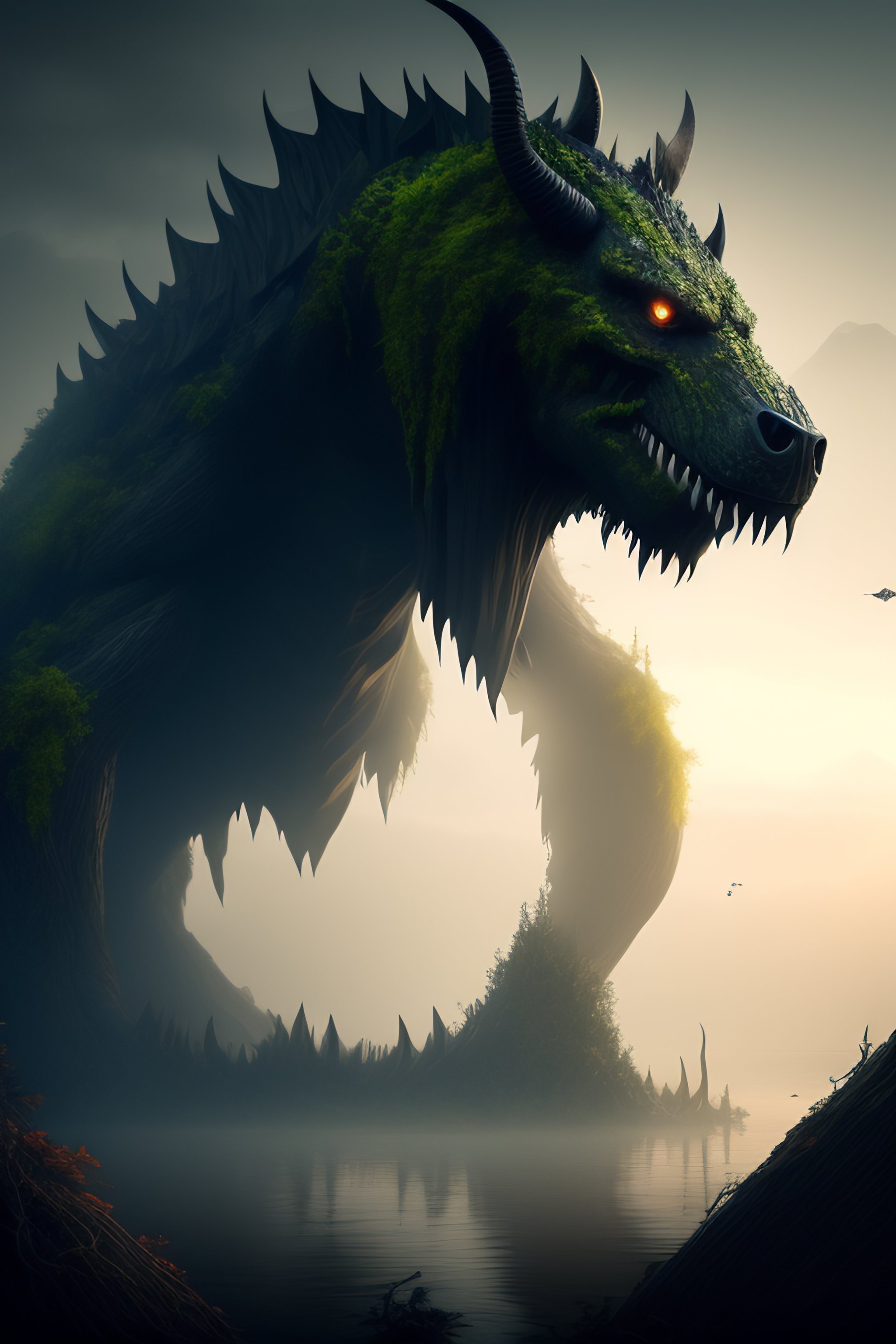 Lexica - Monster of nature, creature made of wood and leaves, grim ...