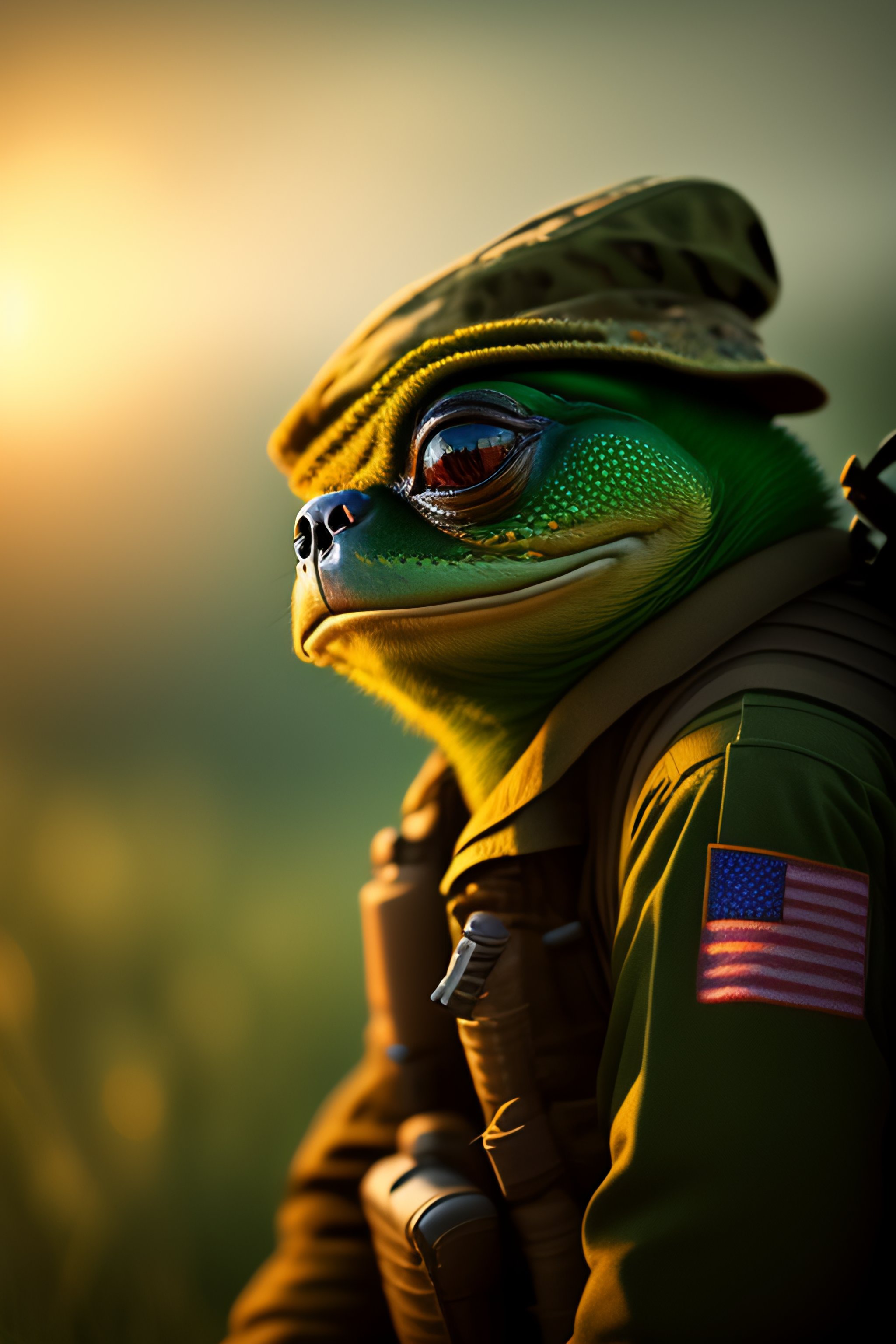 Lexica - An exhausted pepe the frog at the frontlines in the army at ...