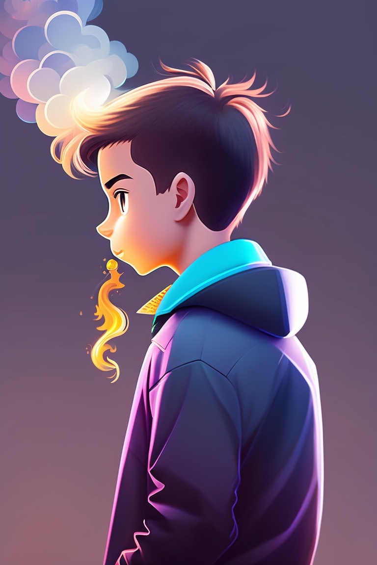 Lexica - A boy smoking a cigarette, cartoon