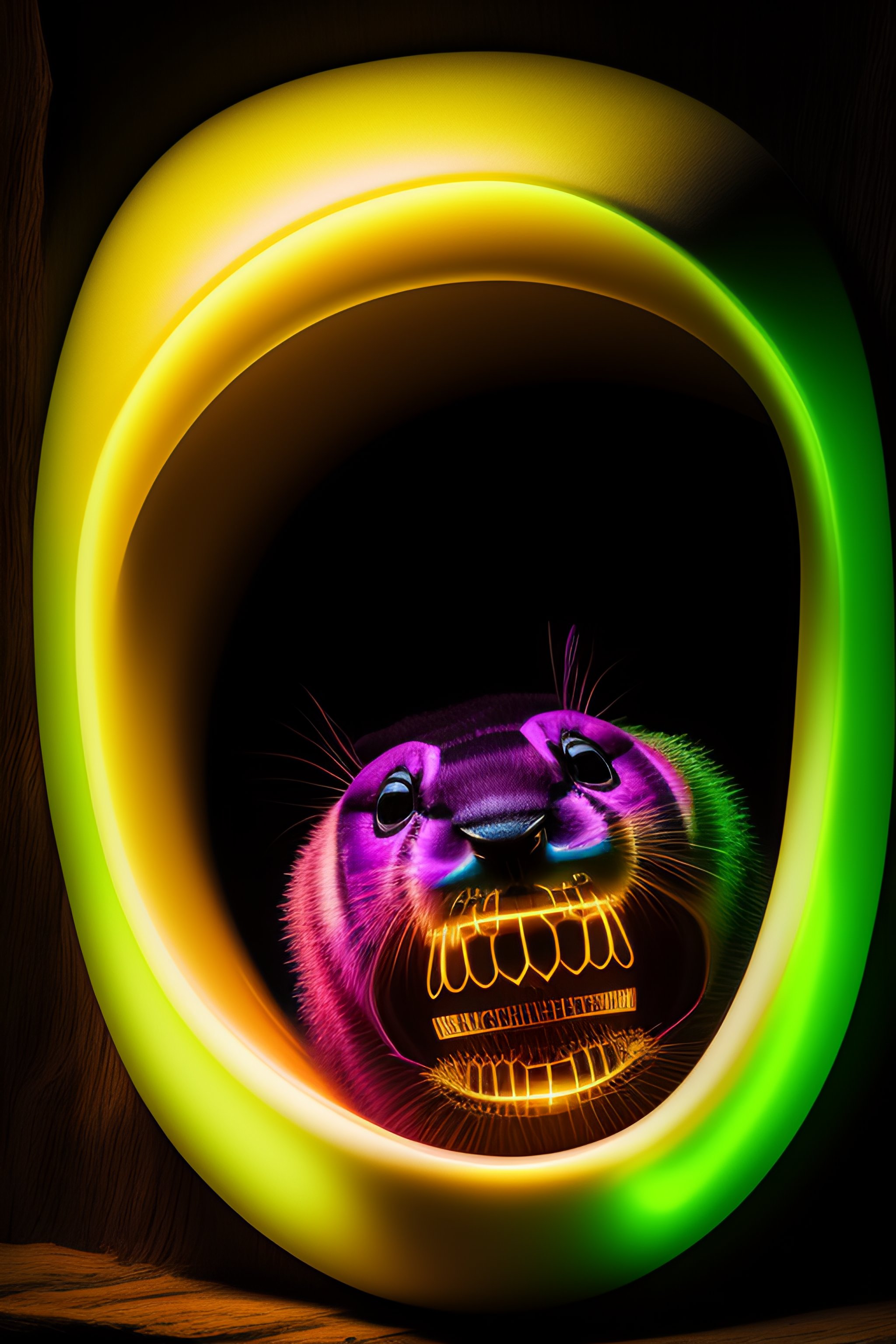 Lexica - Neon glow worms, mangled teeth, snarled gums, portrait by ...
