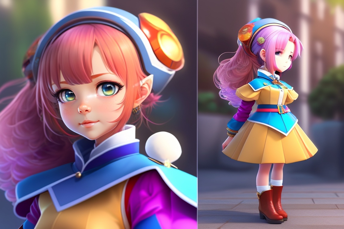 Lexica - Character, drawing, anime, 3d, colorful outfit, girl