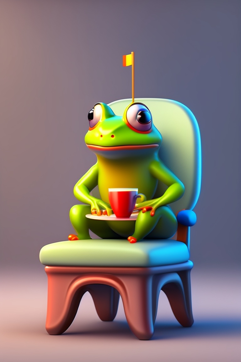 Lexica - A little frog, sitting on the chair, earing breakfast, cartoon ...