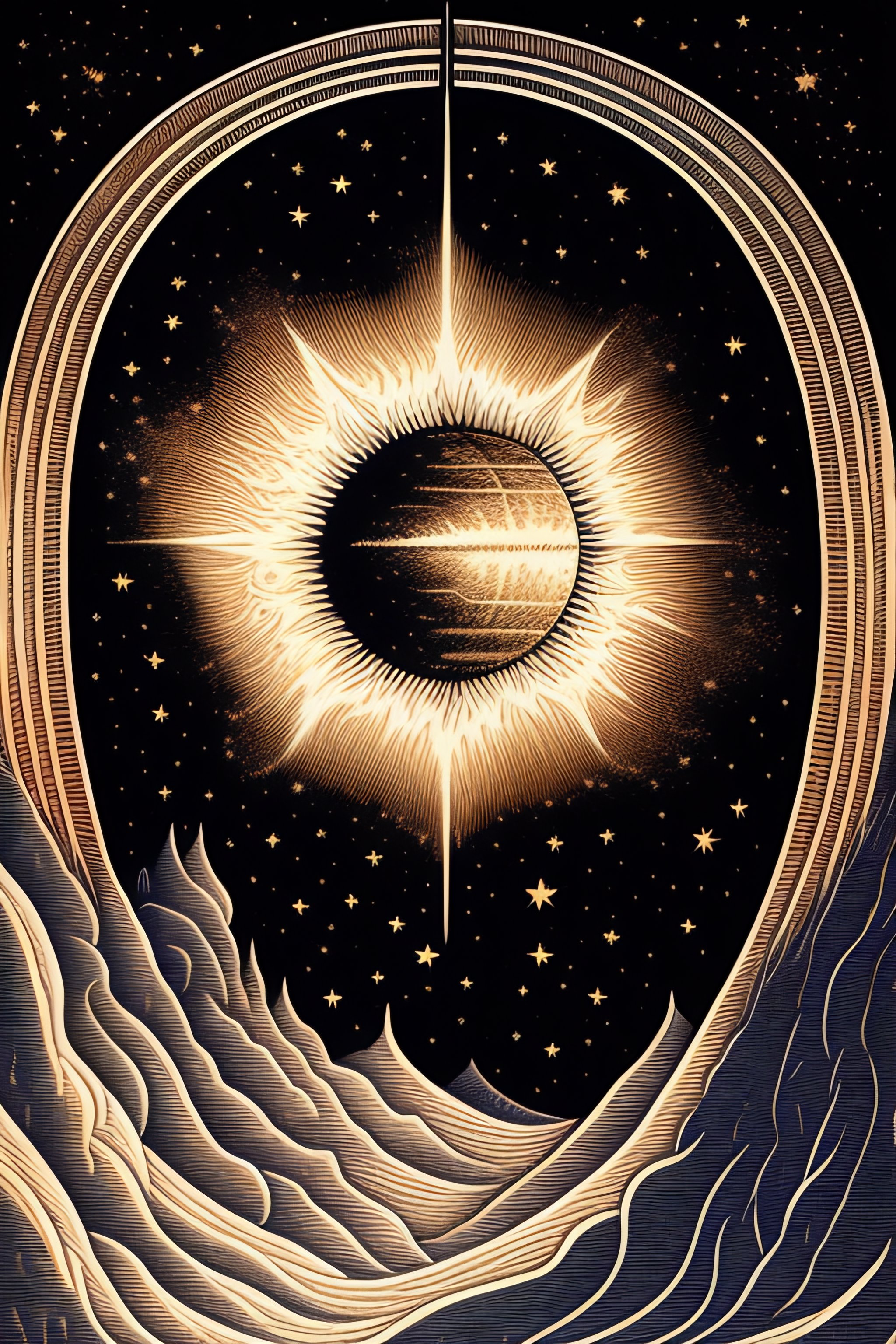 Lexica - A beautiful and detailed woodcut of a burning star falling ...
