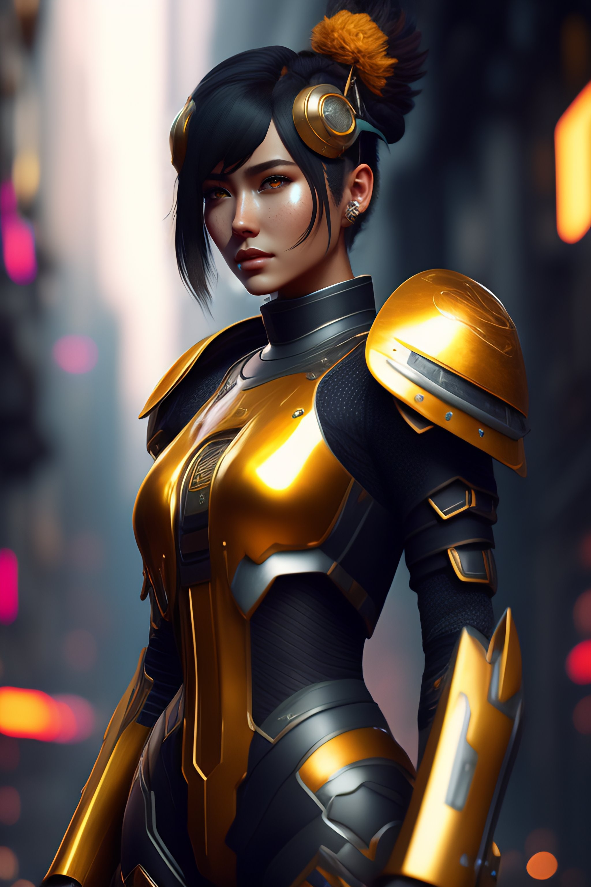 Lexica - Mech punk armour with short hair girl, battle status, hyper ...