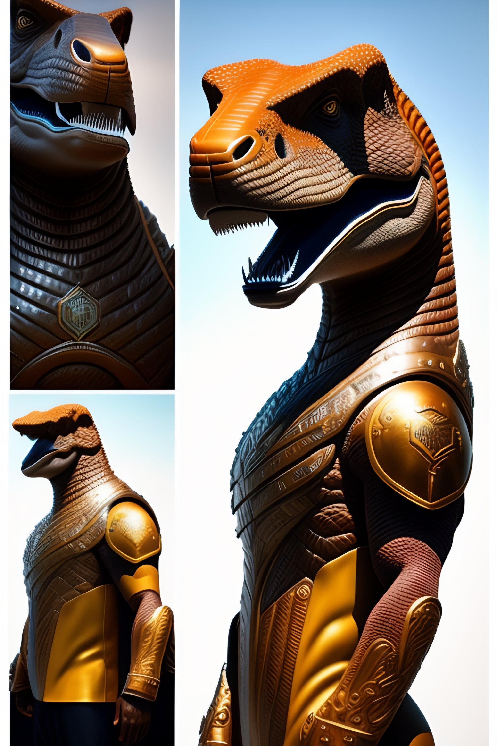 Lexica - Trex man , detailed, realistic, futuristic style