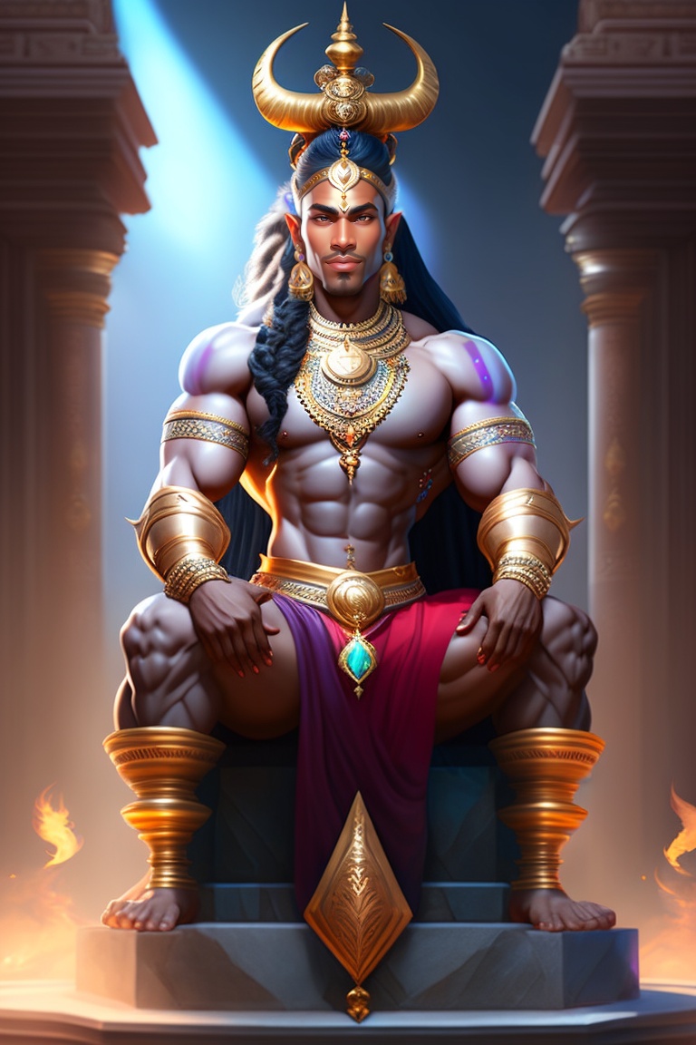Lexica - Full body potrait of super muscular Shiva sitting on nandi ...