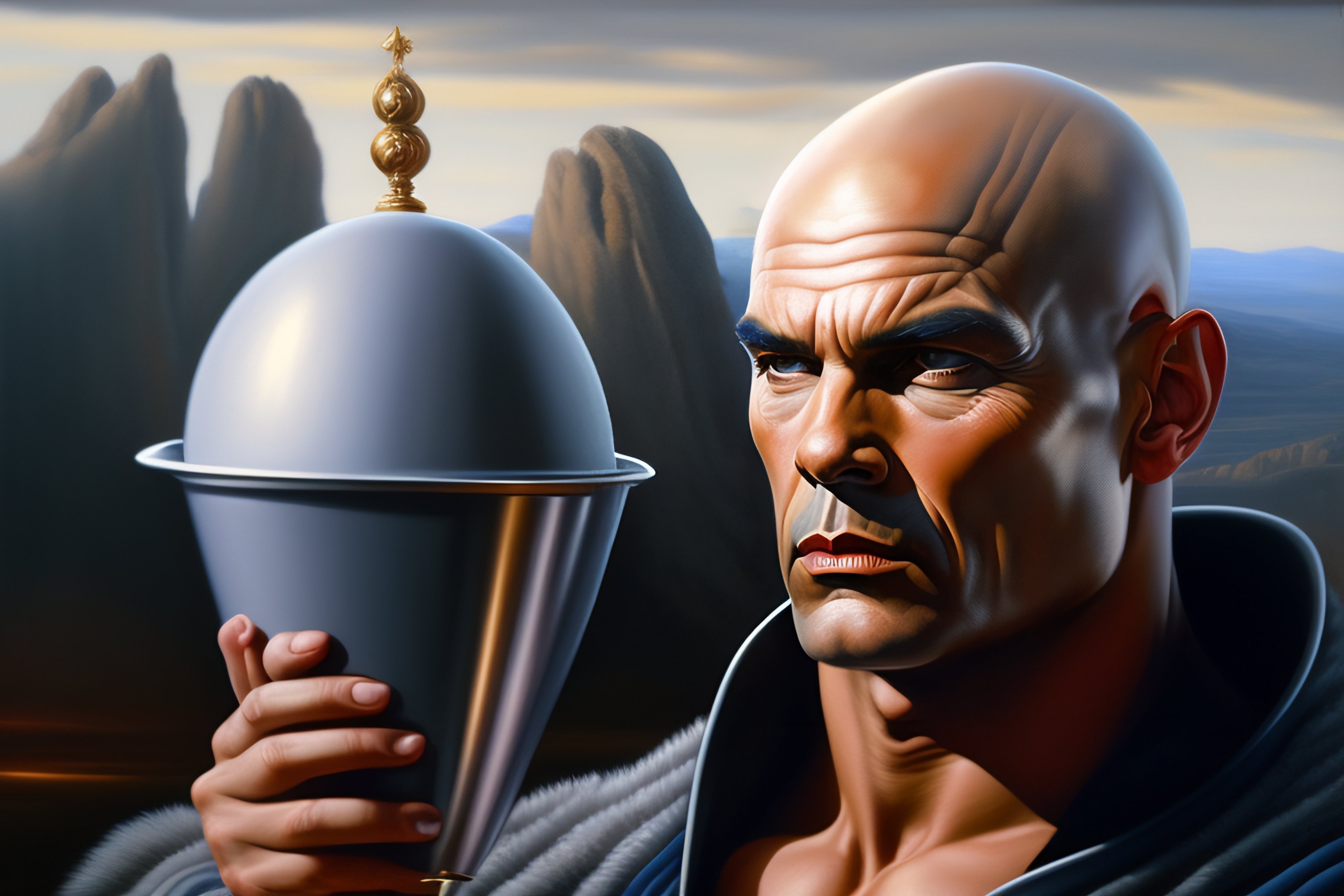 Lexica - Oil painting, renaissance, he is grey as rock, a muscle space ...