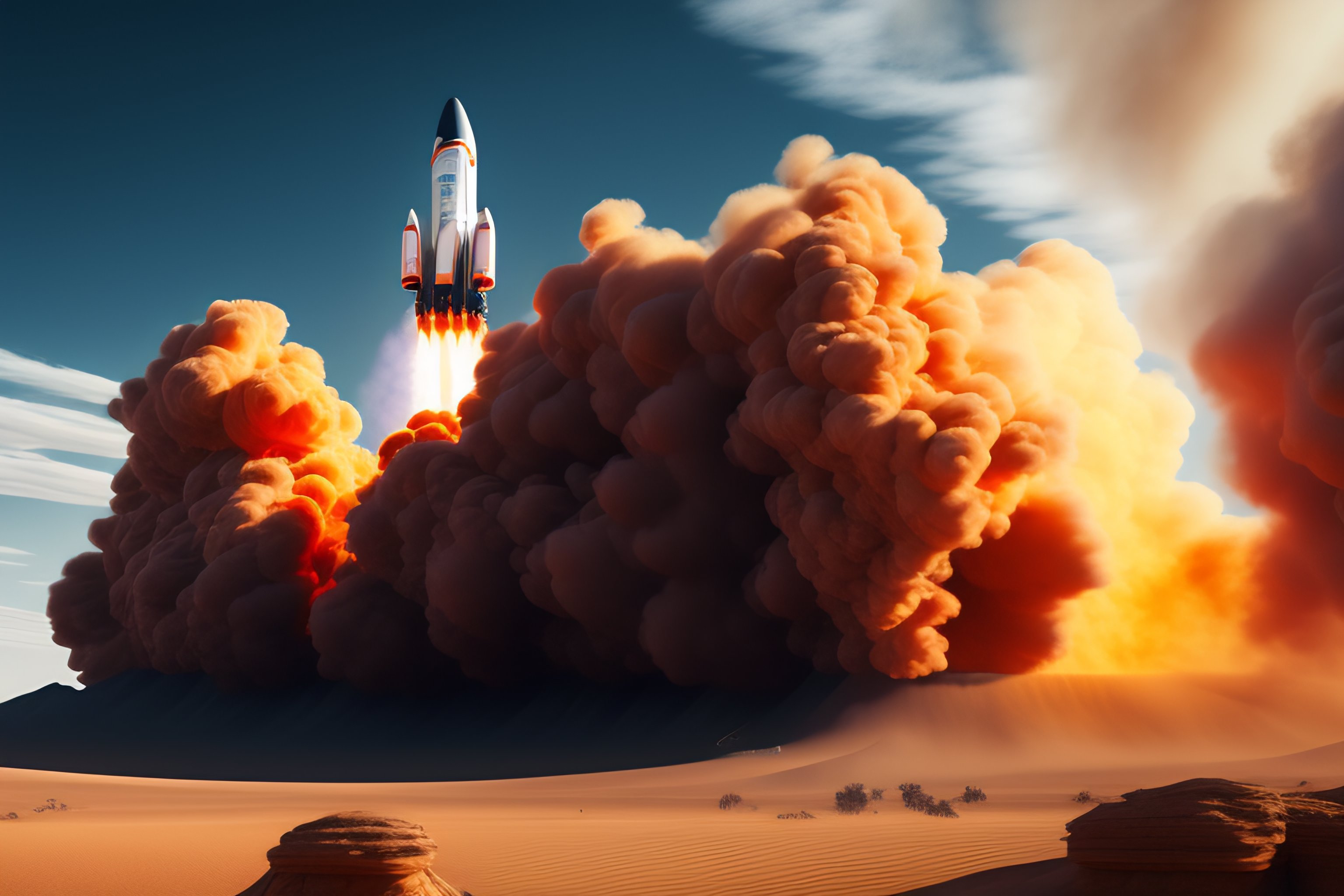 Lexica - A rocket blasting off into space, octane render, highly ...