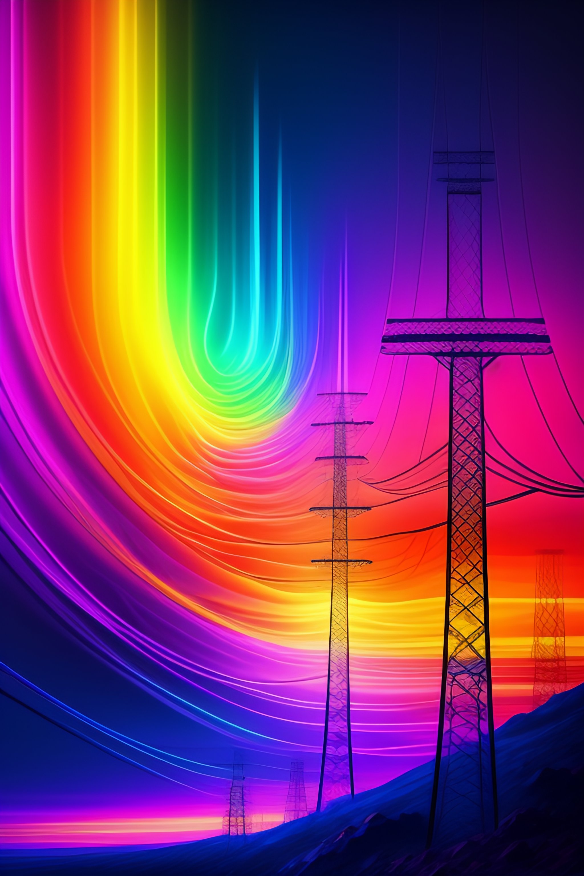 Lexica - Beautiful painting of bouncing colorful high voltage power ...
