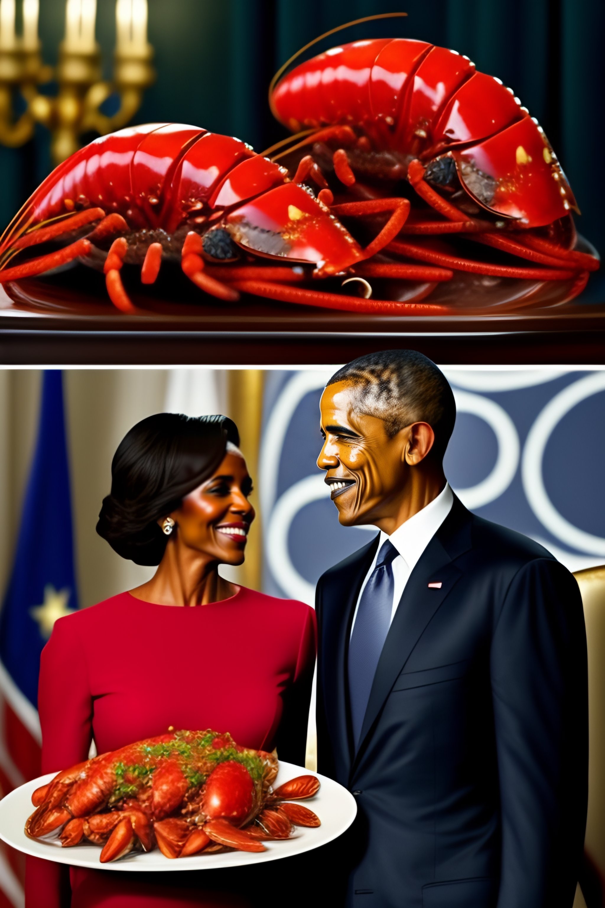 Lexica - Lobster eating obama