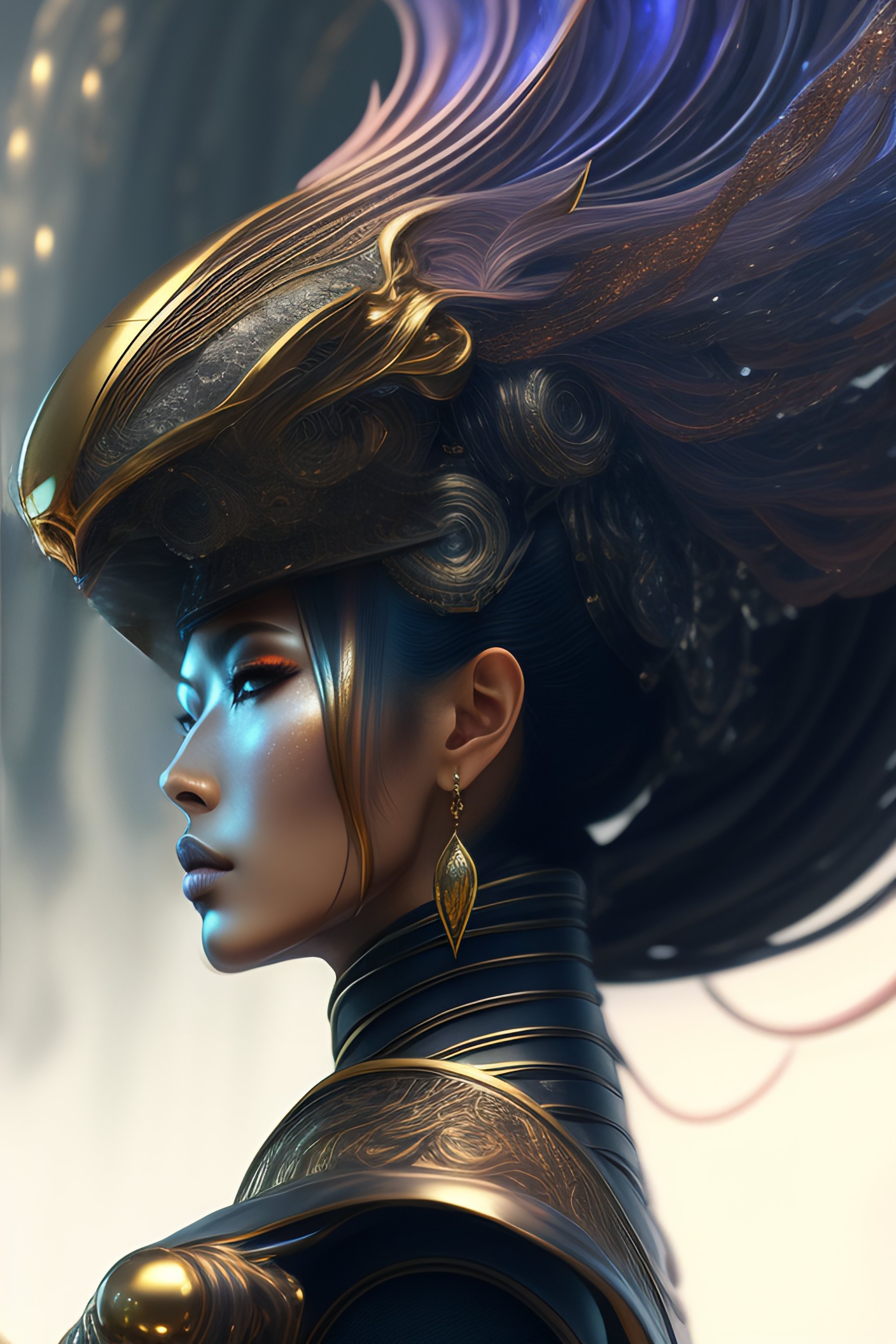 Lexica - Sideview 3D rendering of a gorgeous alien in spaceship ...