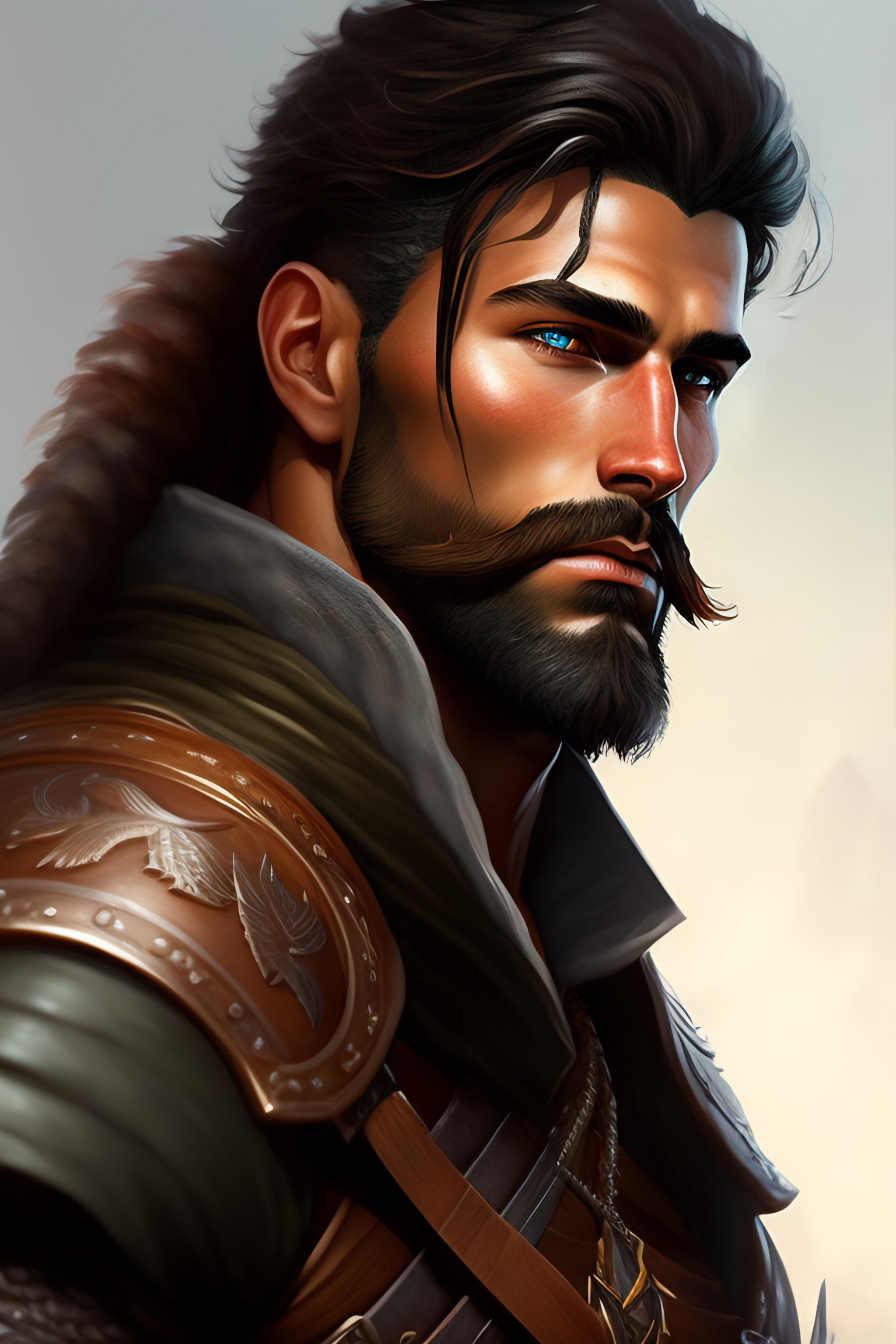 Lexica - Portrait of a rugged ranger, muscular, upper body, hairy torso ...