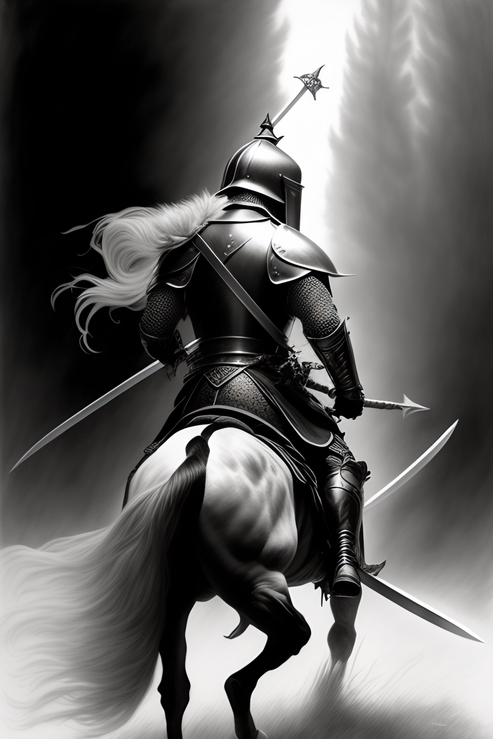 Lexica - A knight with a longsword in battle, sketch, drawing, detailed ...