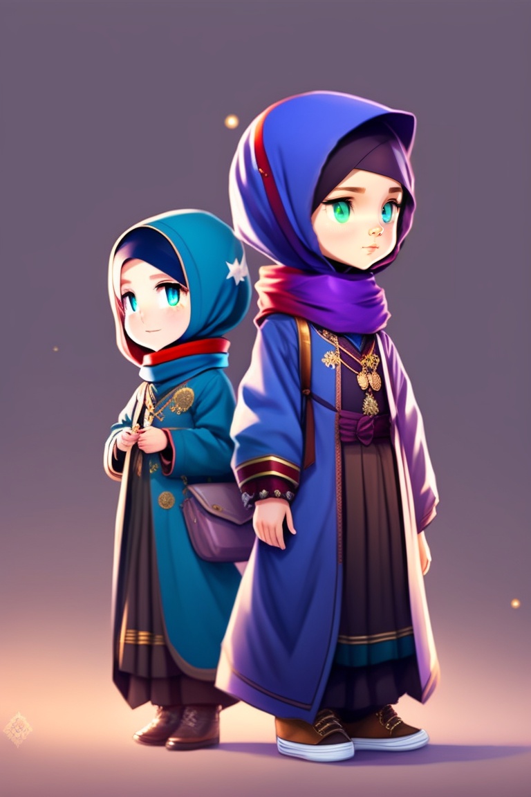 Lexica - Child, same age, boy, girl, muslim, hijab, gamis, skullcap ...