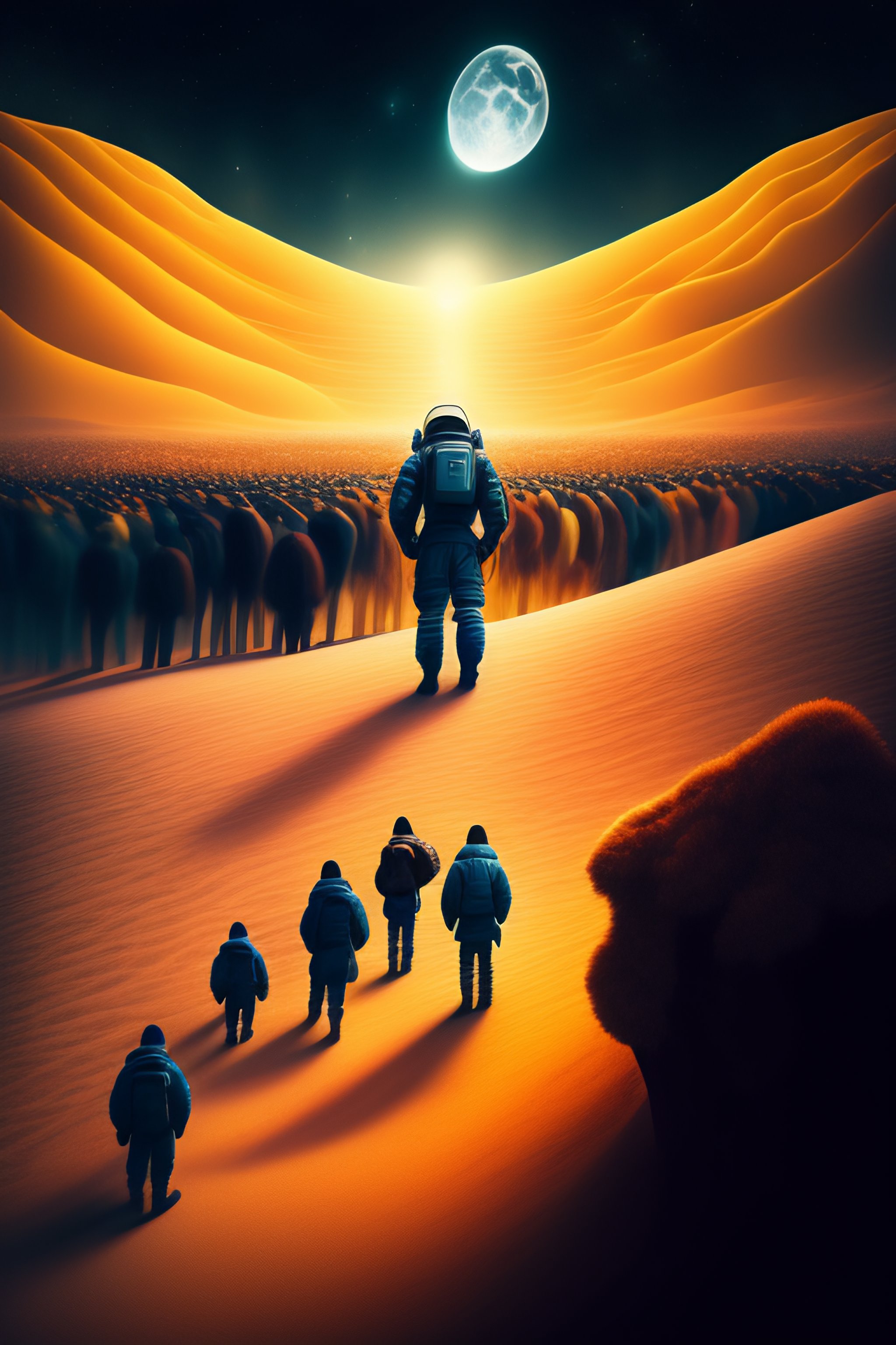 Lexica - Crowd of people on the moon