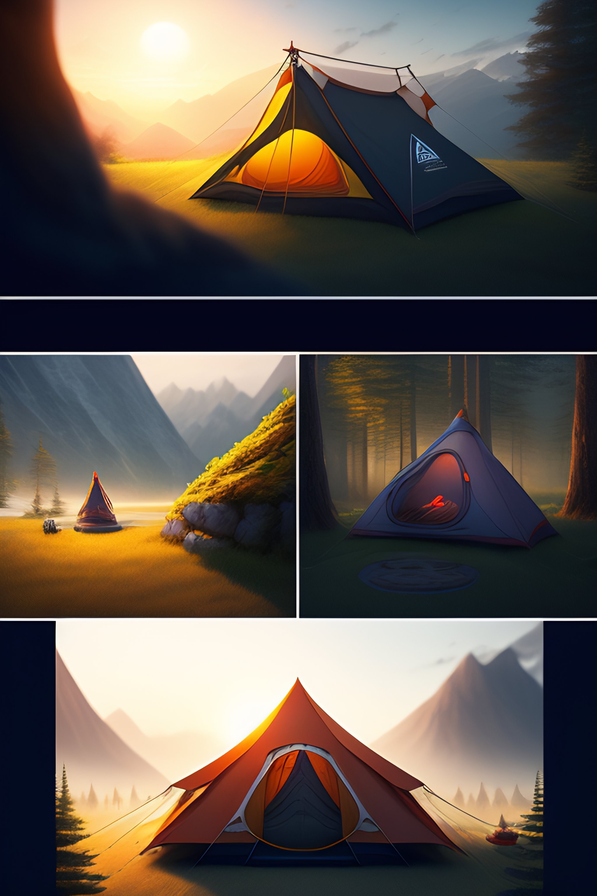 Lexica - A isometric world of camping with a tent, camping gears ...
