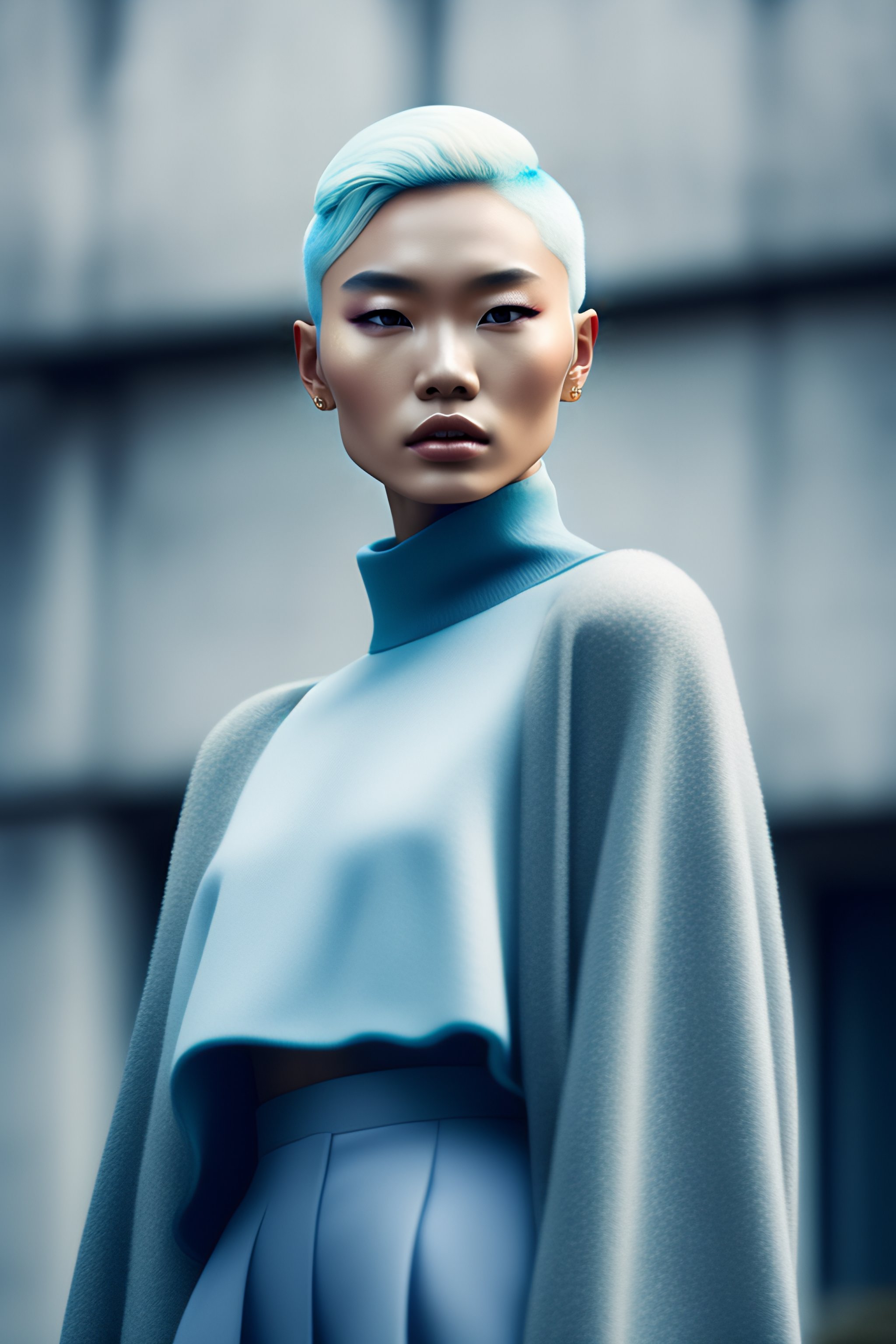 Lexica - Portrait of haute couture beautiful albino asian fashion model ...