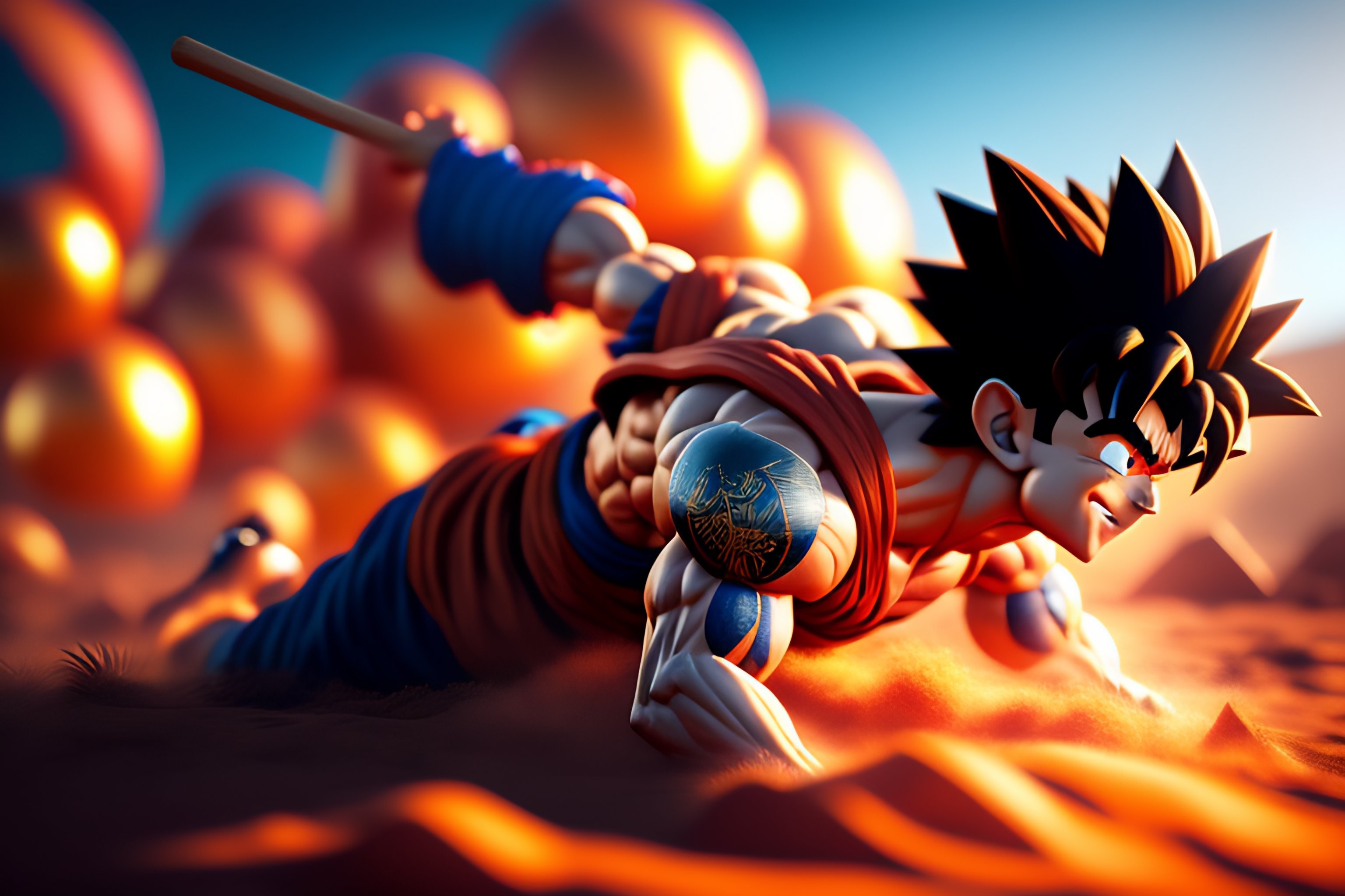 Lexica - Goku pushups on a stick, manga, ultra realistic, concept art ...