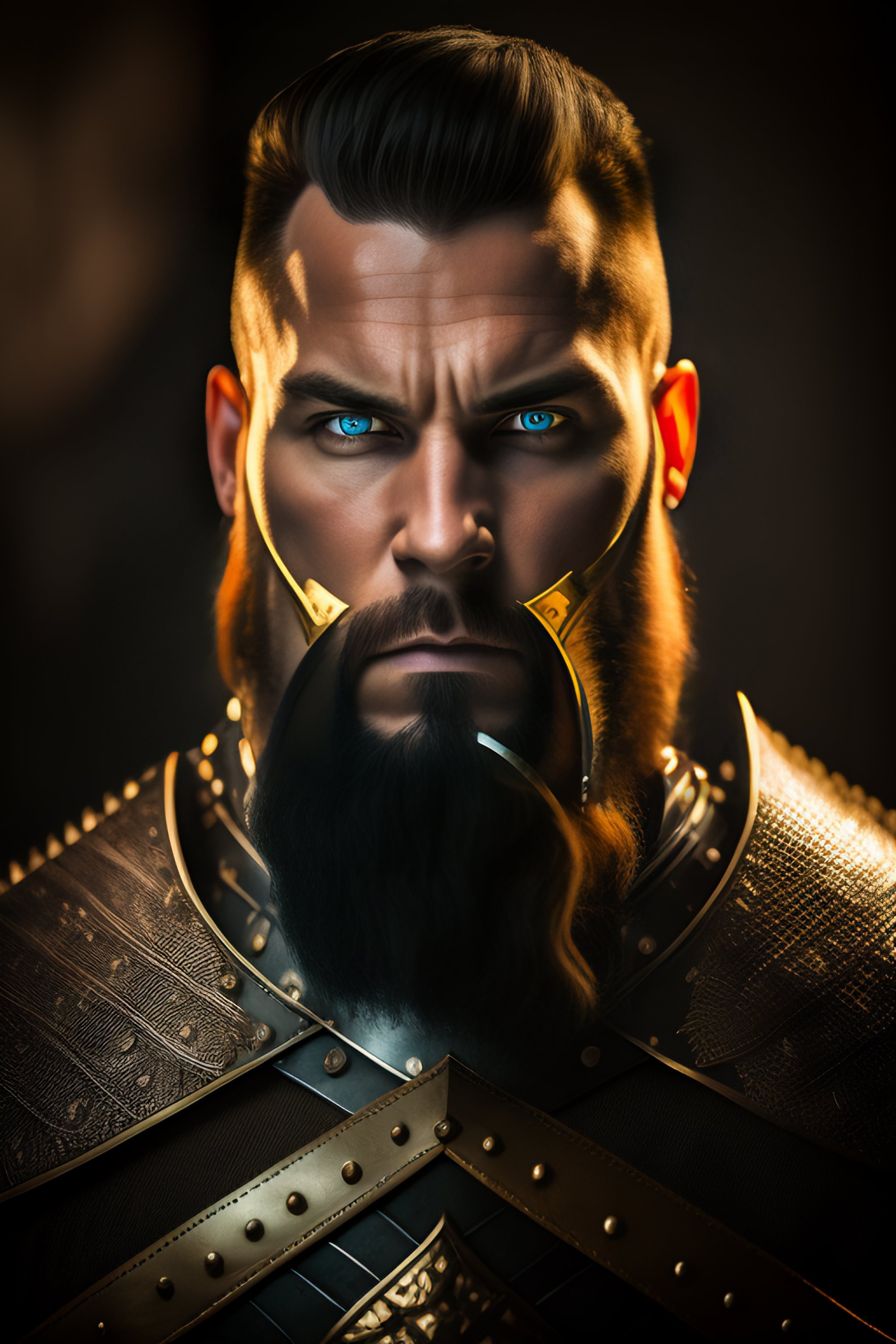 Lexica - 30 years, male, haunted, fighter, medieval armor, beard ...