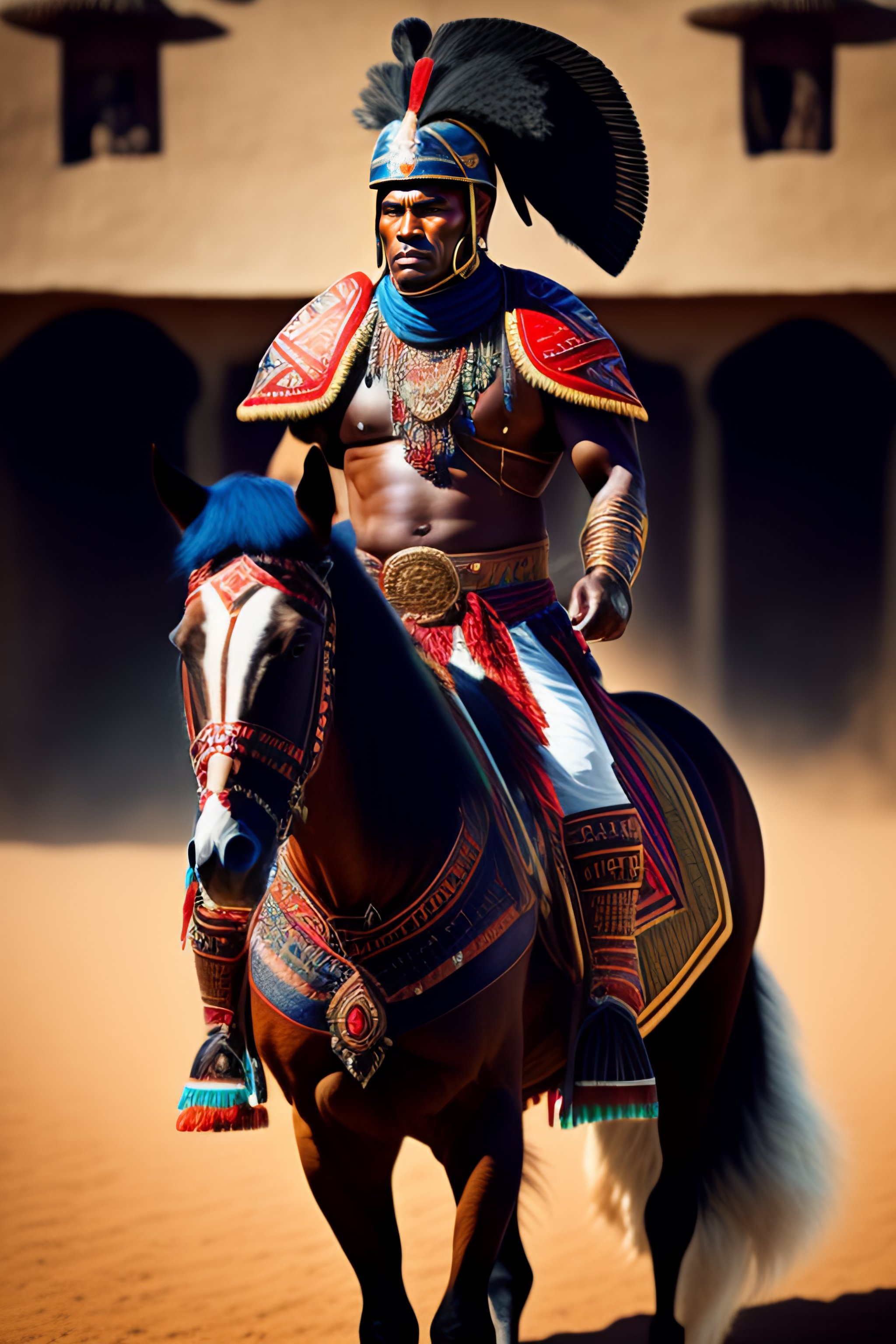 Lexica - An Aztec warrior on horse